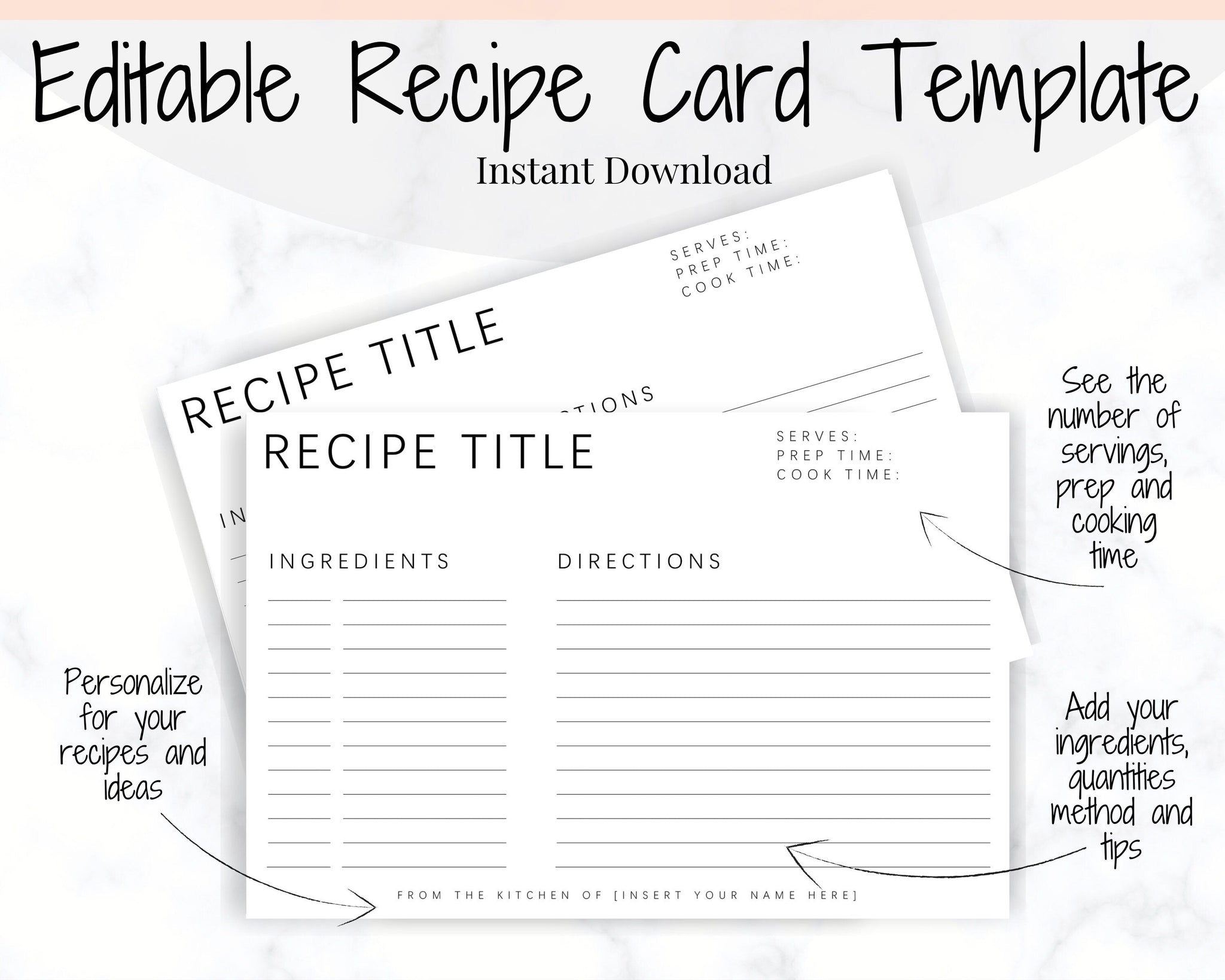5x7 Recipe Card Template