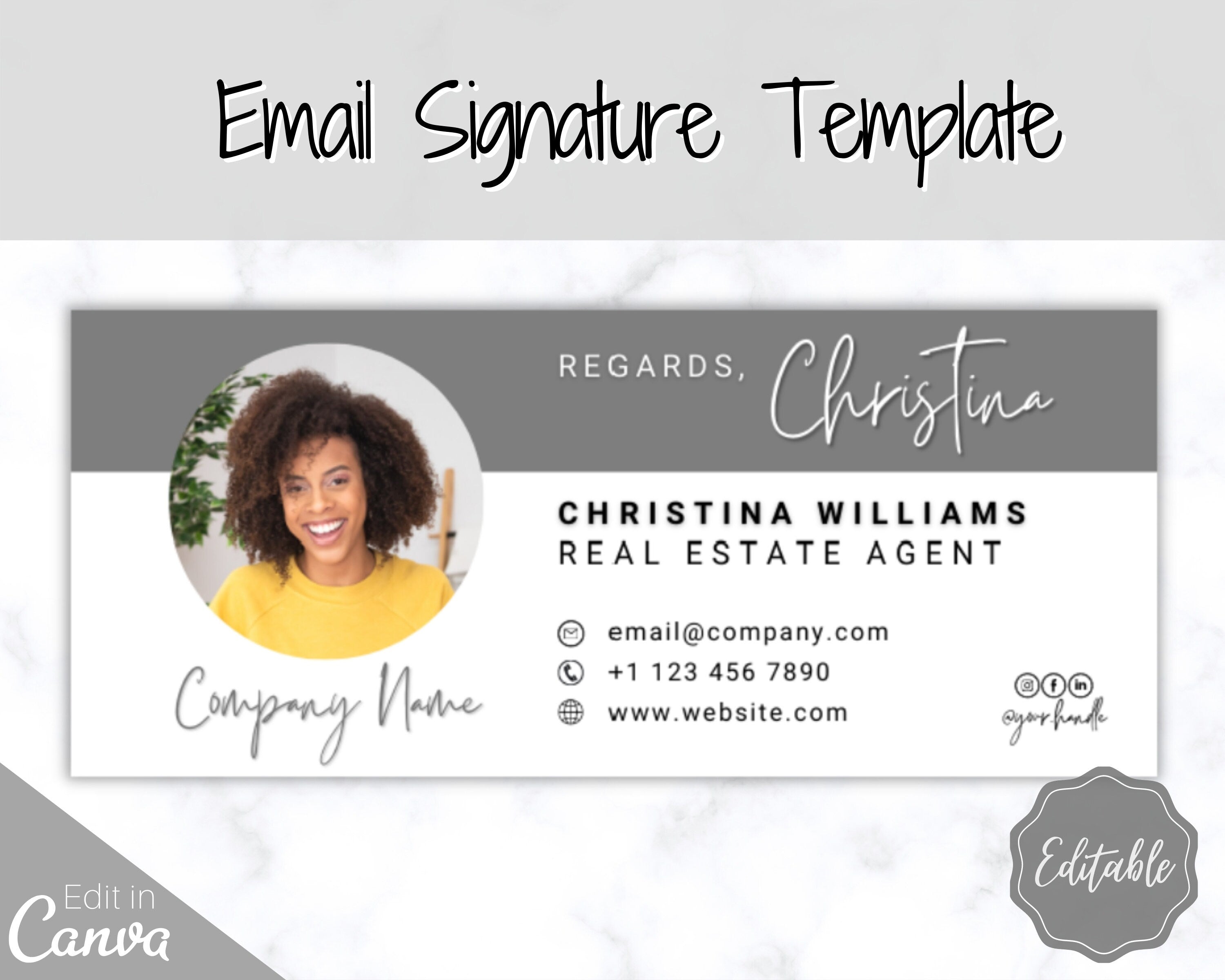 Editable Email Signature Template for Real Estate Professional