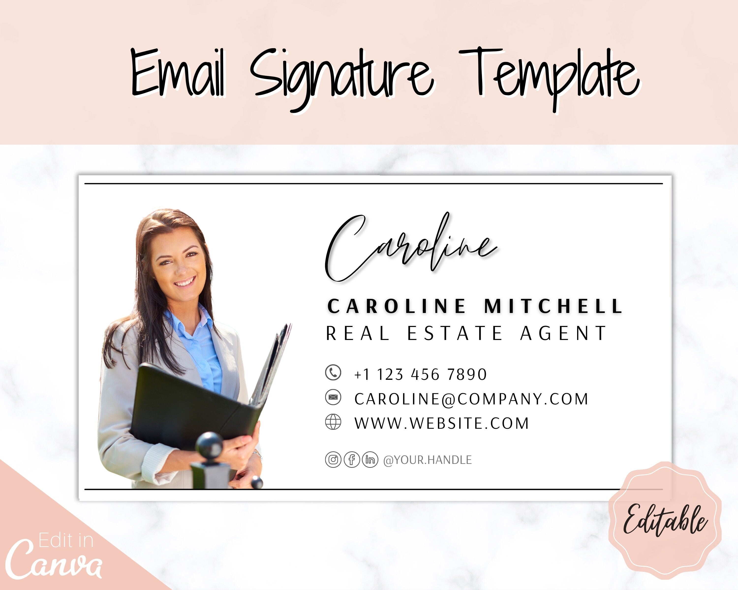 Editable Email Signature Template for Real Estate Professional