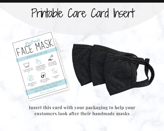 Face Mask Label Care Card Instructions | Blue