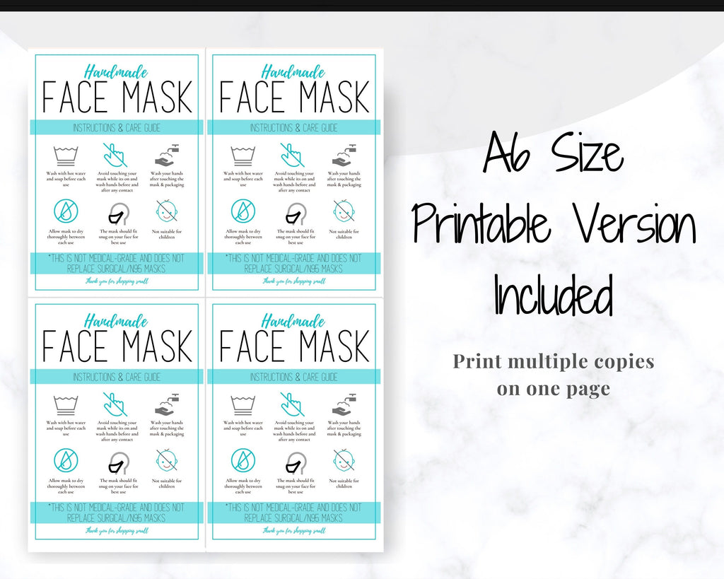 Face Mask Label Care Card Instructions | Multicolor Bundle