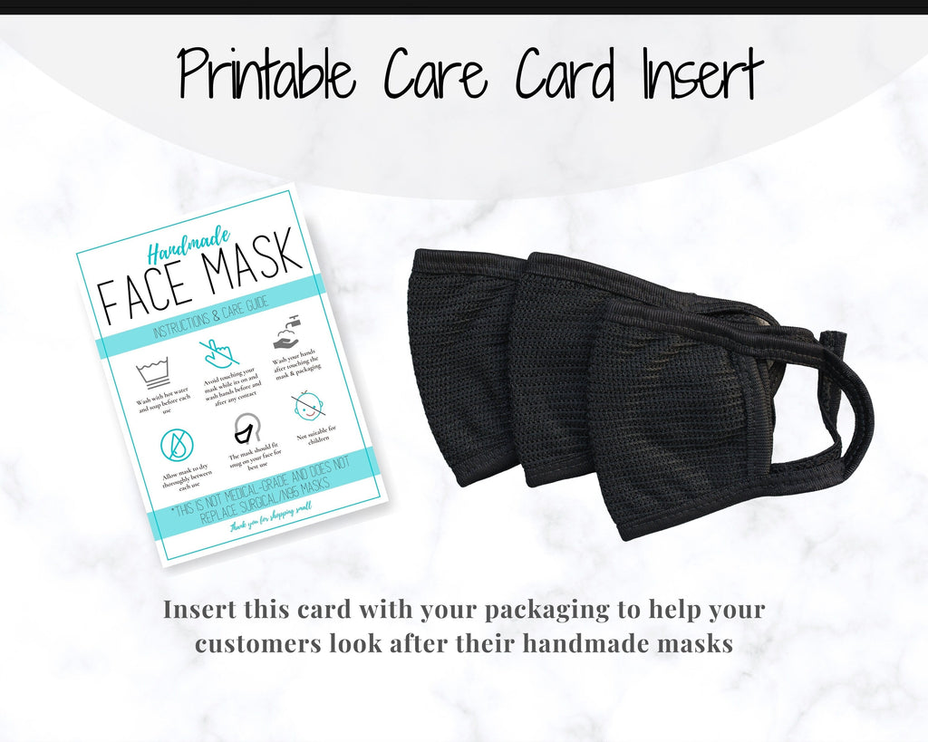 Face Mask Label Care Card Instructions | Multicolor Bundle