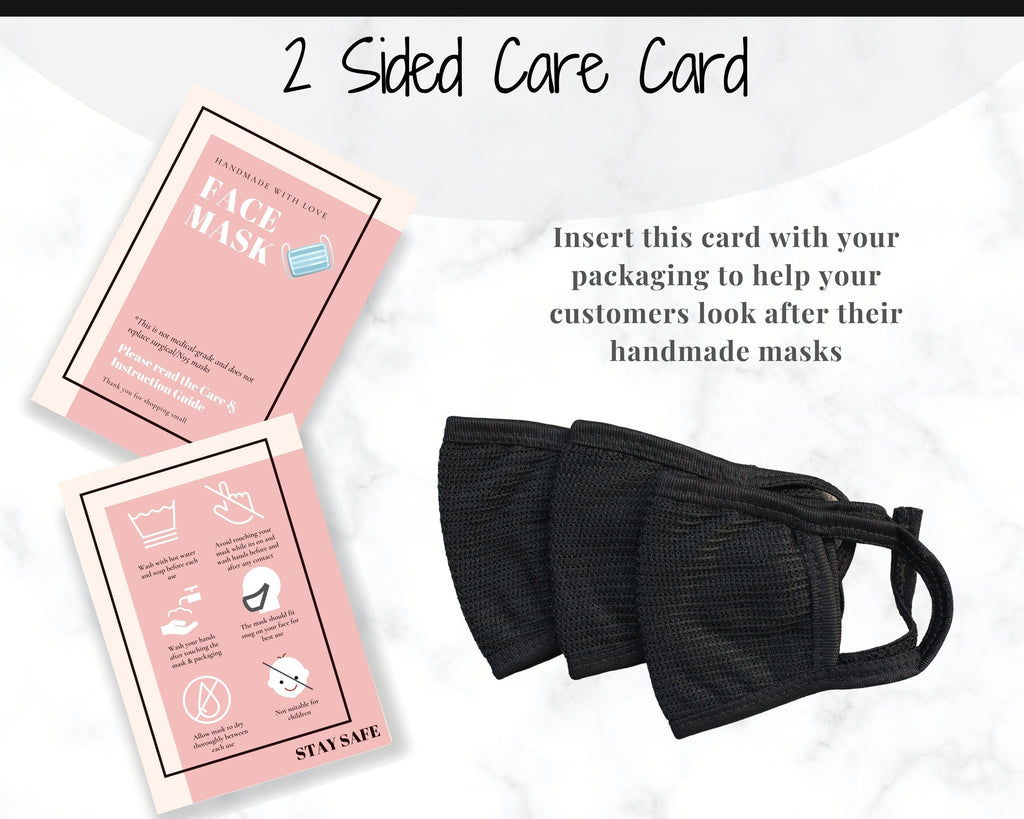Face Mask Label Care Card Instructions | How to Handle Order Card