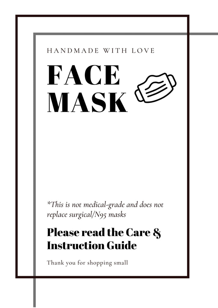 Face Mask Label Care Card Instructions | 2 Sided - White