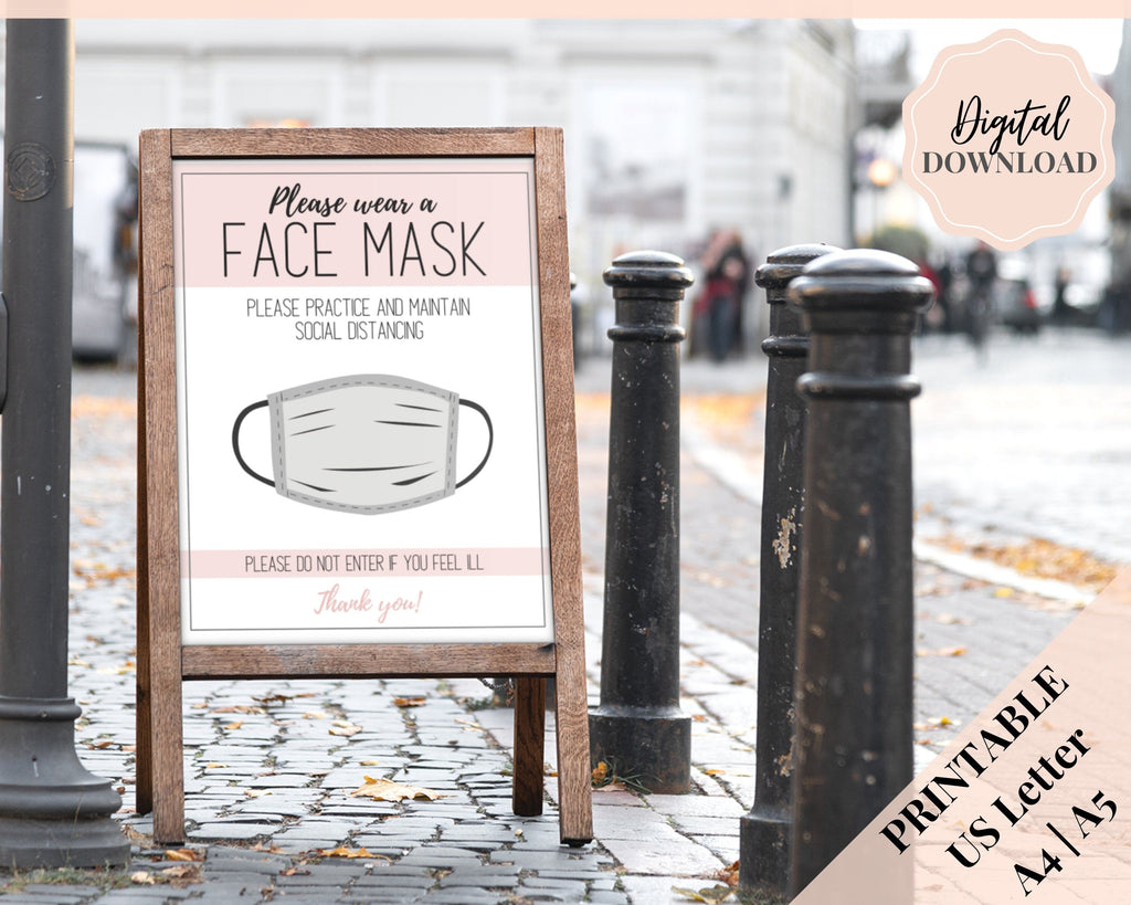 Please wear a Face Mask Printable Signs | Multicolor Bundle