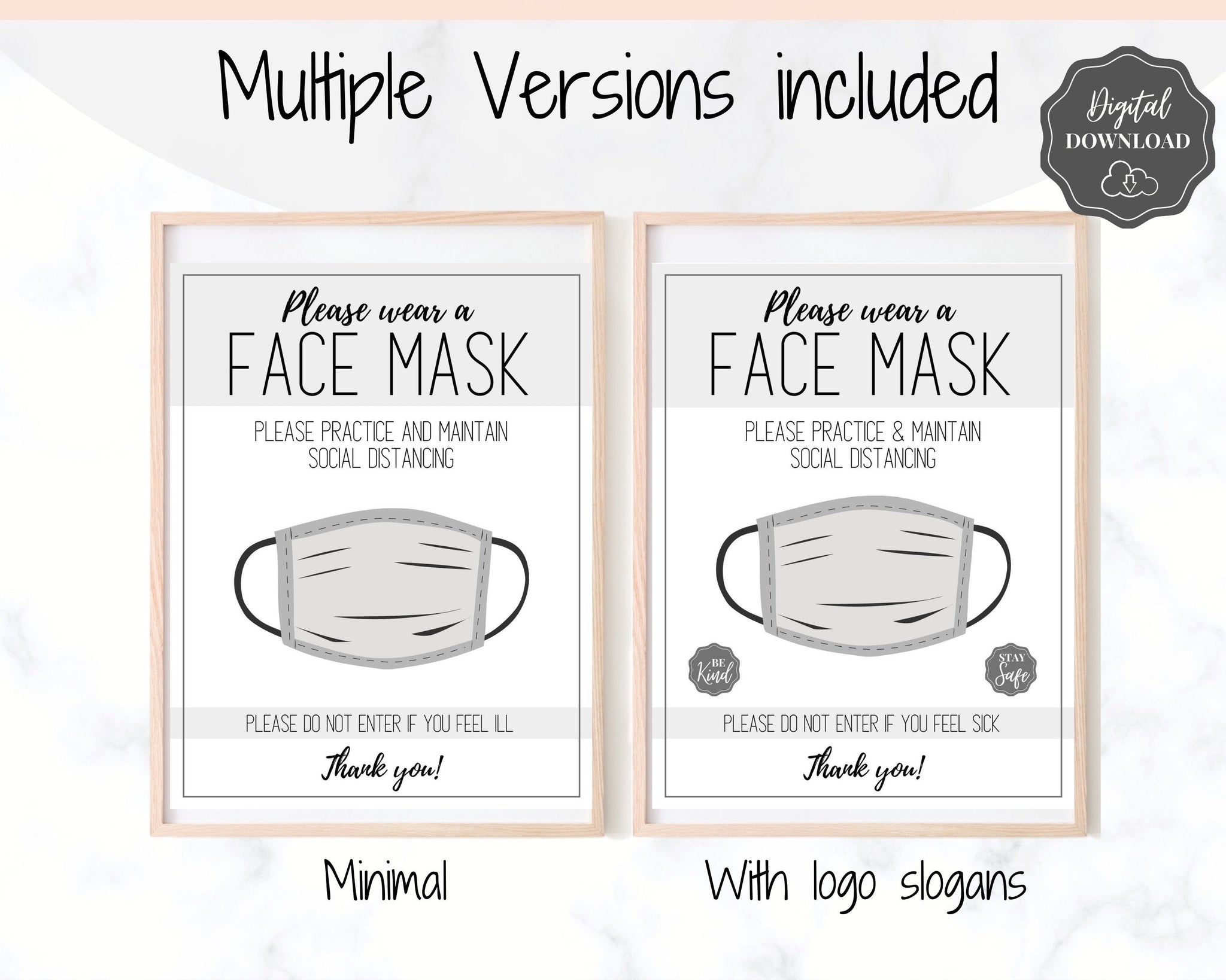 Please wear a Face Mask Printable Signs | Multicolor Bundle