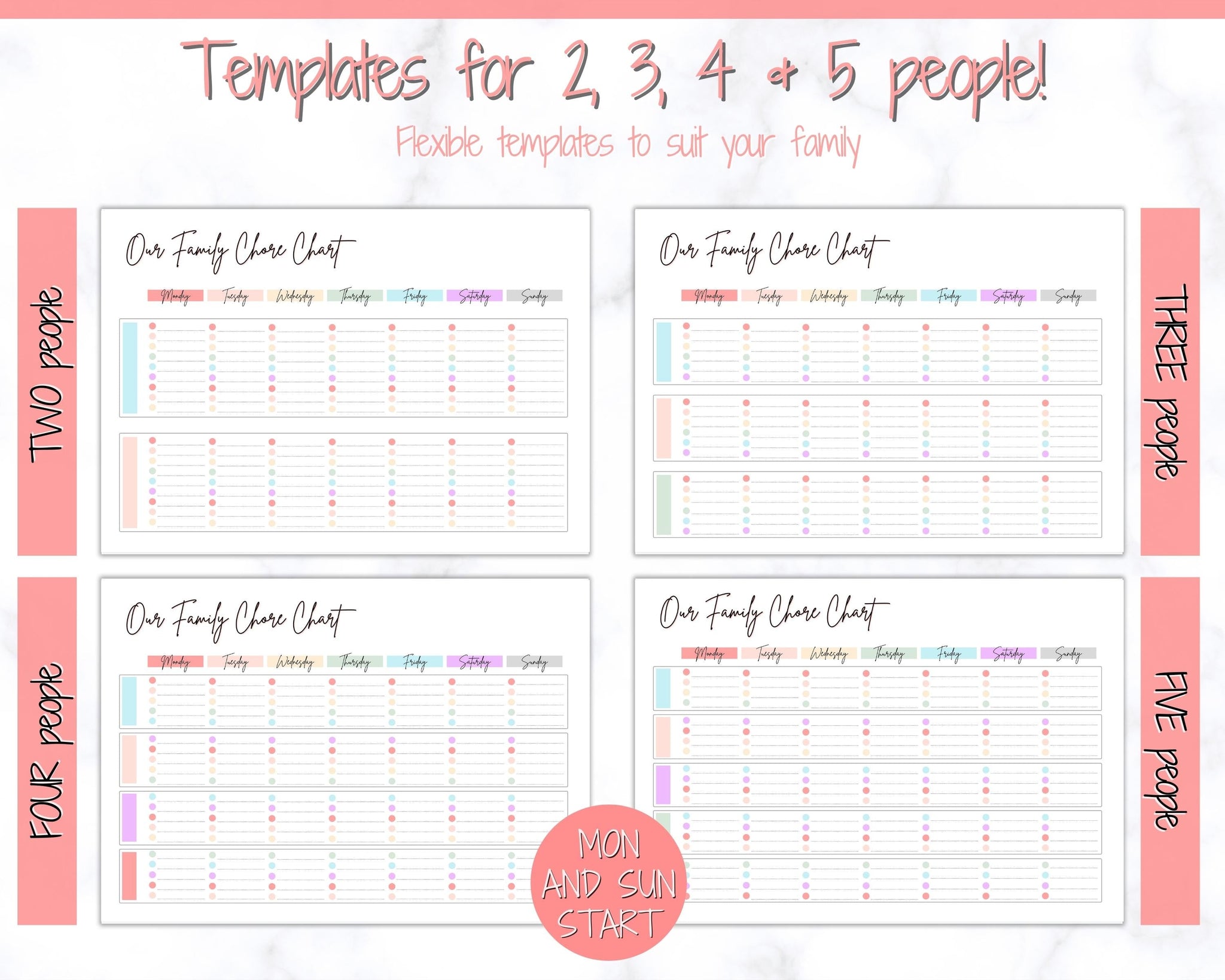 Family Chore Chart | Editable Family Planner Printable - Colorful