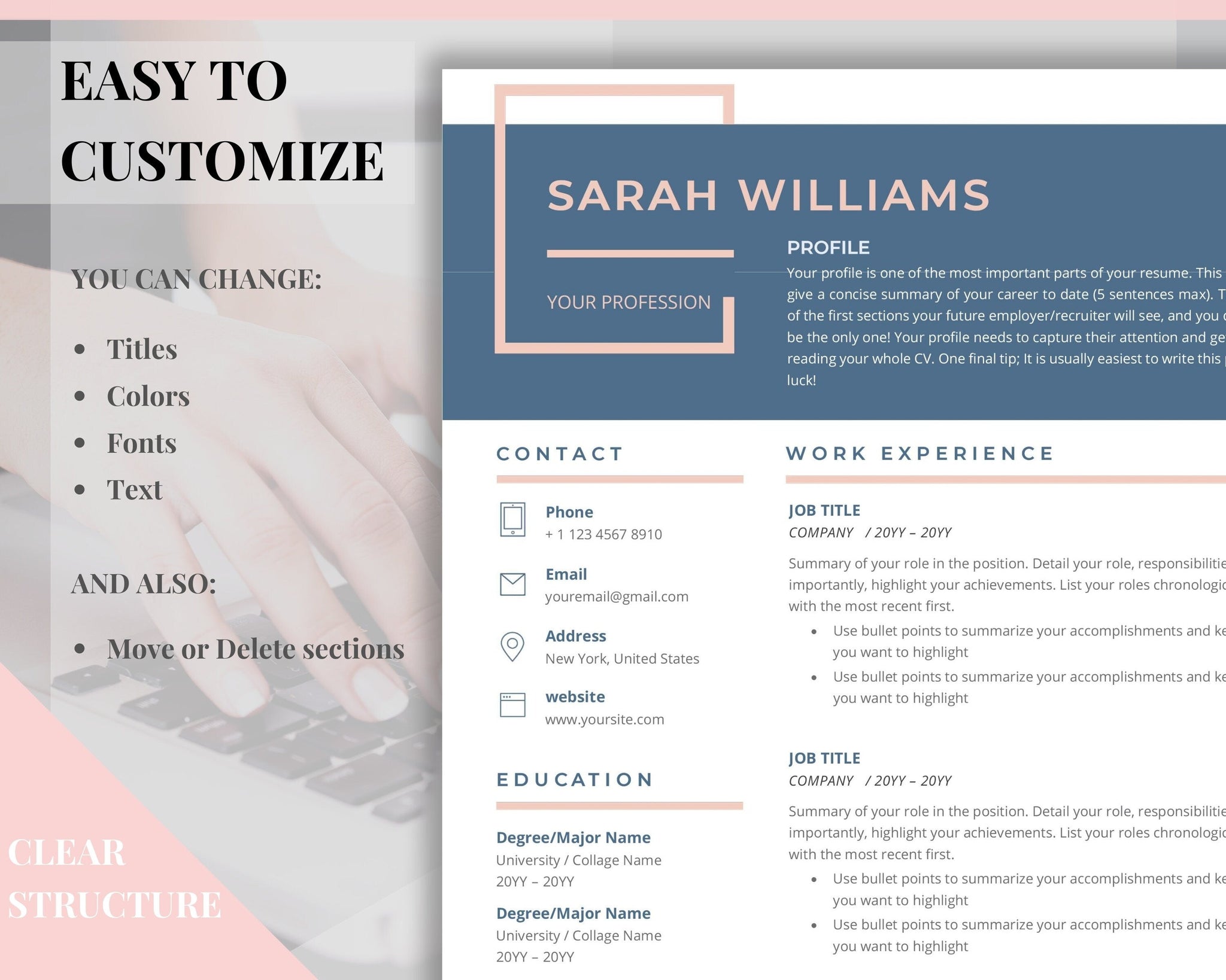 Google Docs Professional Resume Template | CV Templates