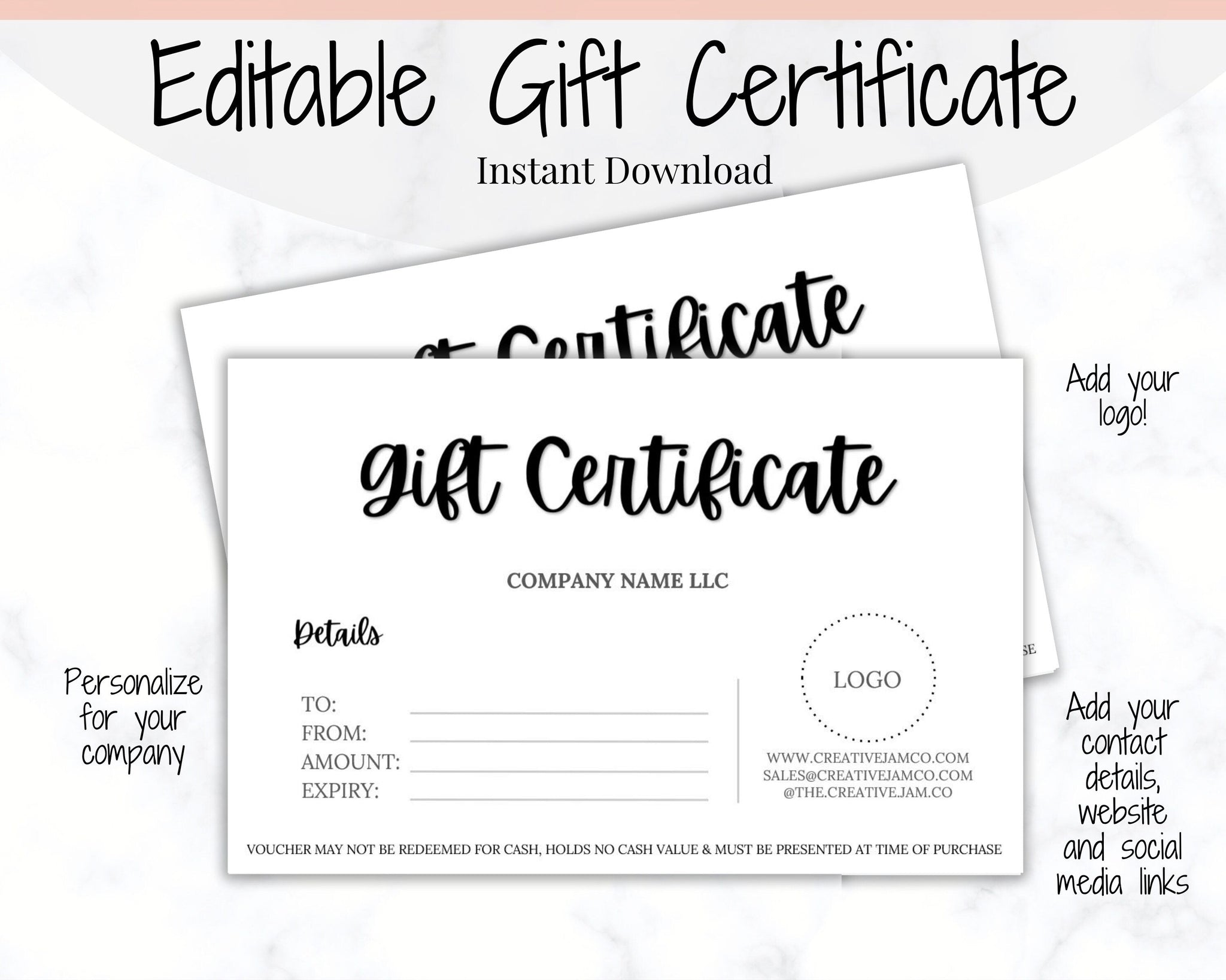 Customizable Gift Certificate Template Free