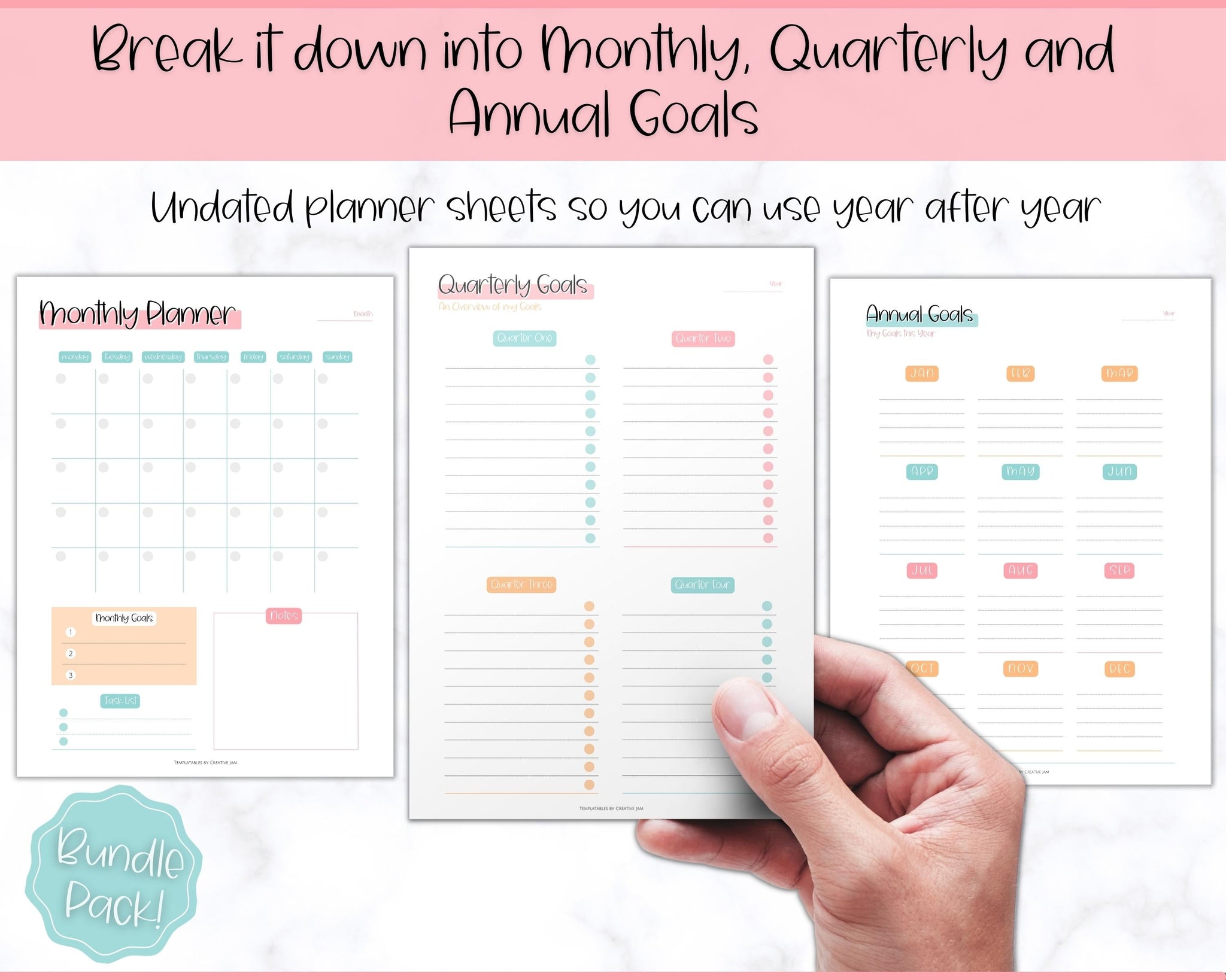 2022 Goal Planner Bundle Smart Goal Setting Kit Vision Board Sky