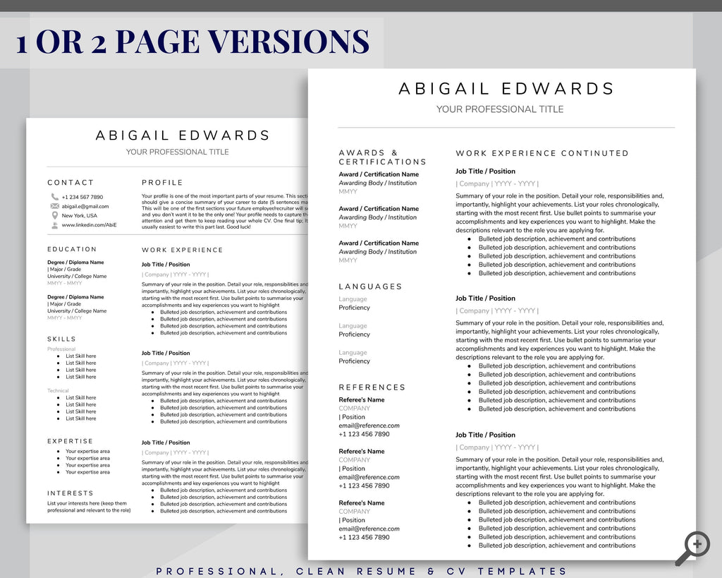 Google Docs RESUME CV TEMPLATE | Professional Resume Template Bundle