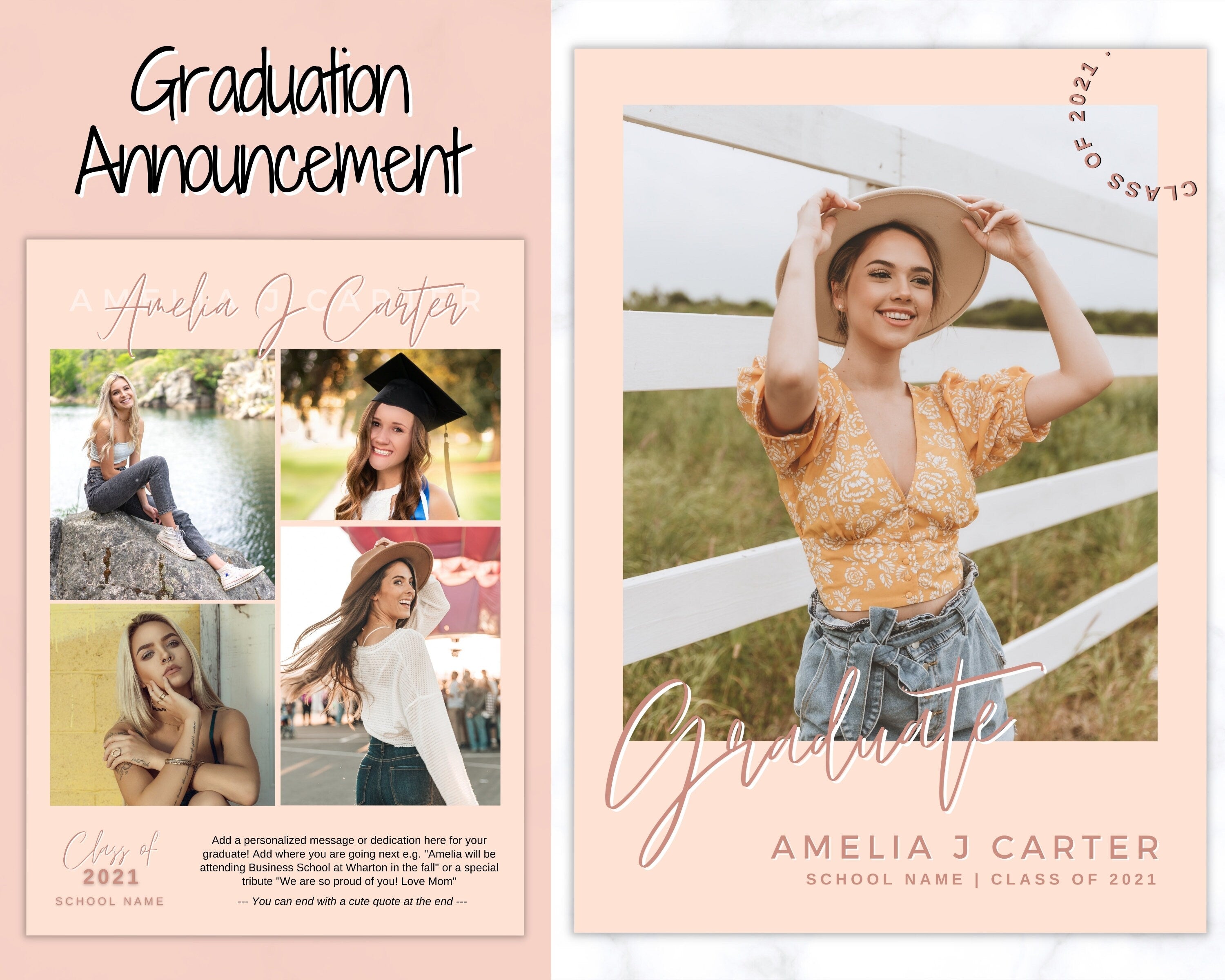 Graduation Announcement Card Template for Senior & High School