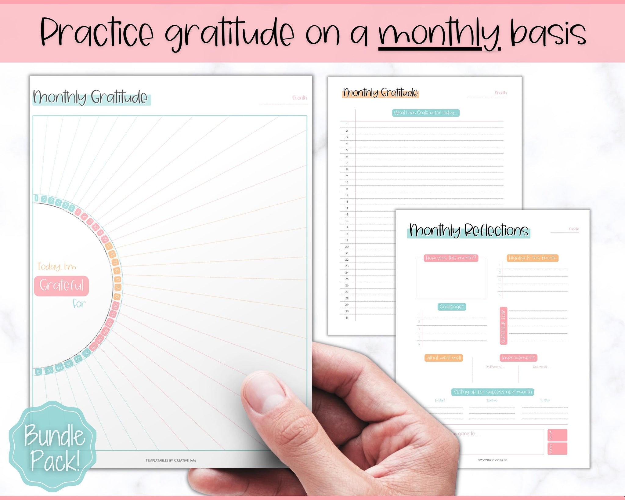 Gratitude Journal Printable BUNDLE | Self Care & Wellness Planners