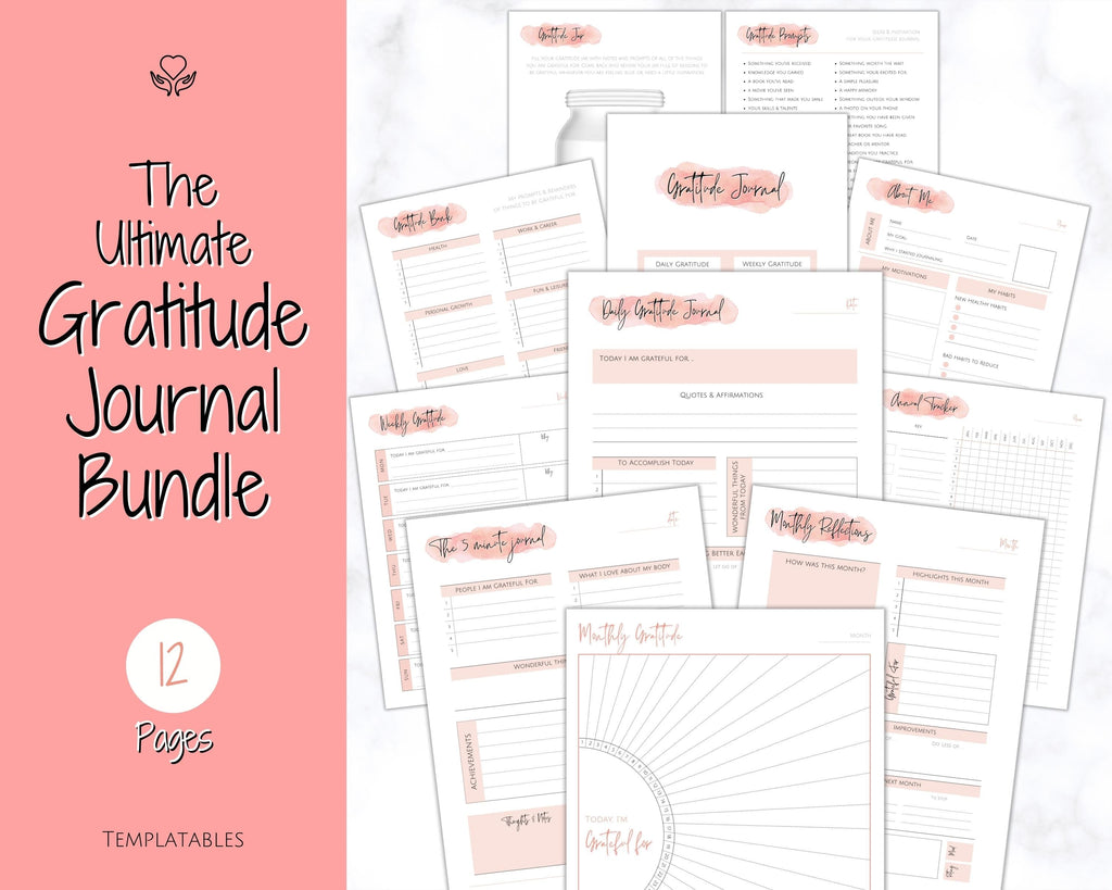 Gratitude Journal Printable BUNDLE | Self Care & Wellness Planners