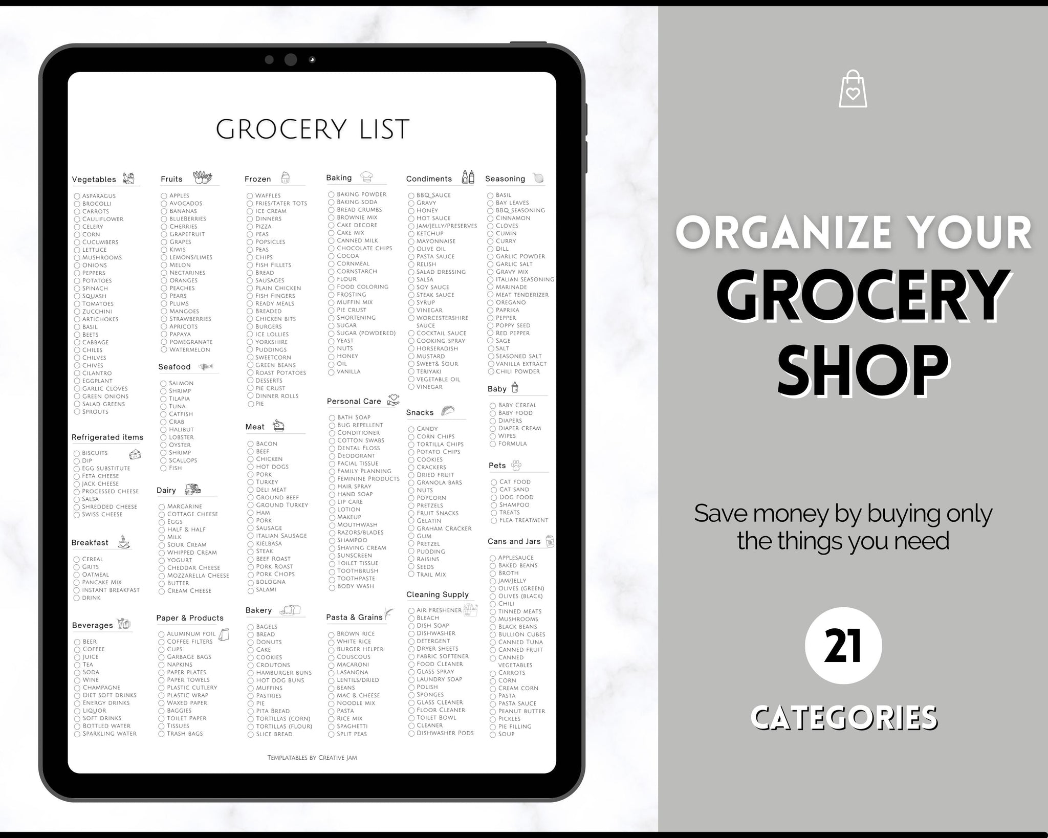 Printable Grocery List Checklist Grocery List Printable Weekly