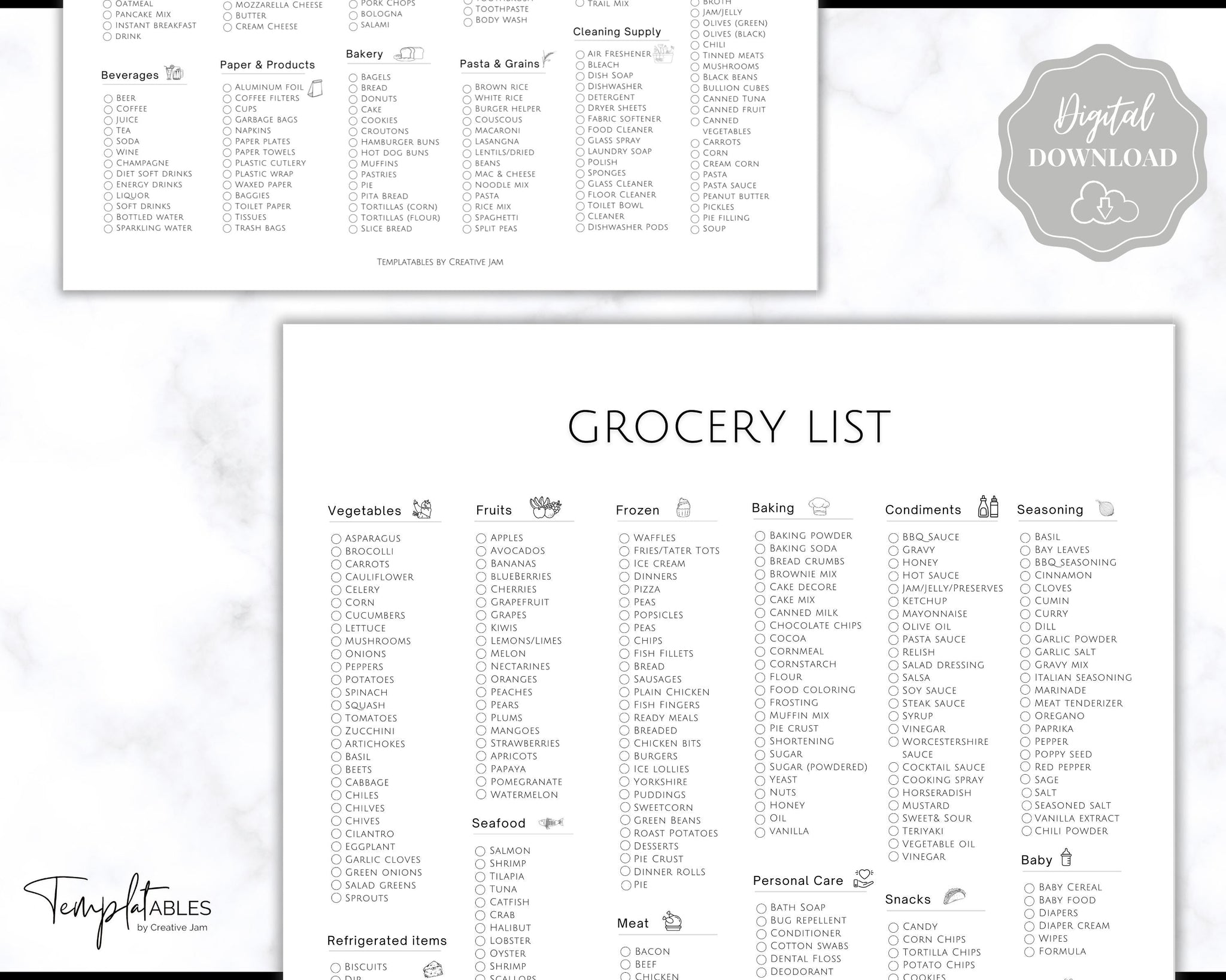 Grocery List Printable Pdf Checklist Free Printable Grocery List