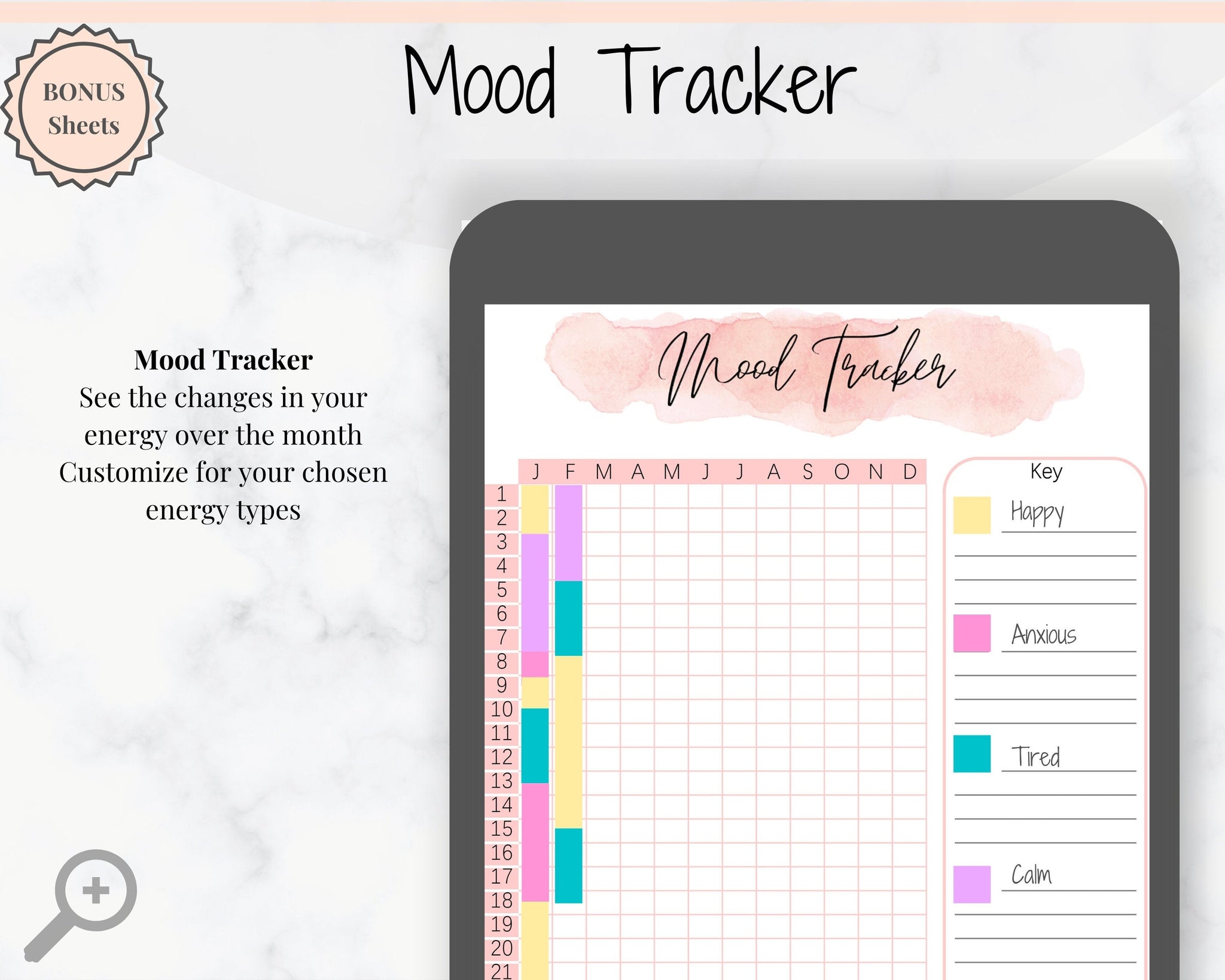 HABIT TRACKER Printable with Mood Tracker for Gratitude Journal