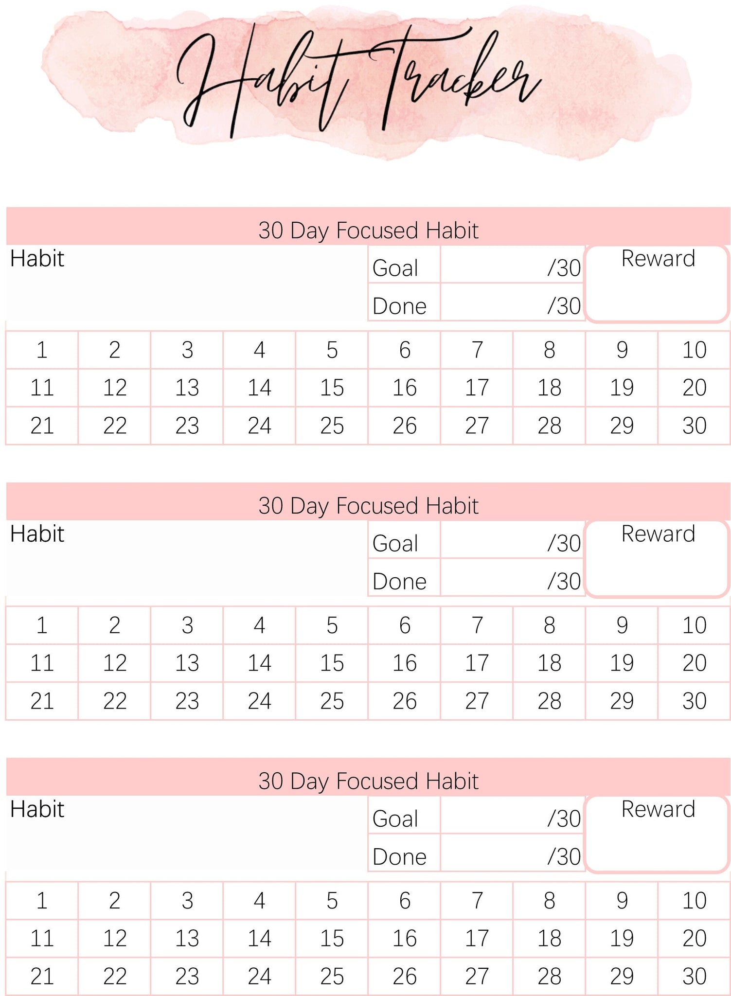 HABIT TRACKER Printable with Mood Tracker for Gratitude Journal