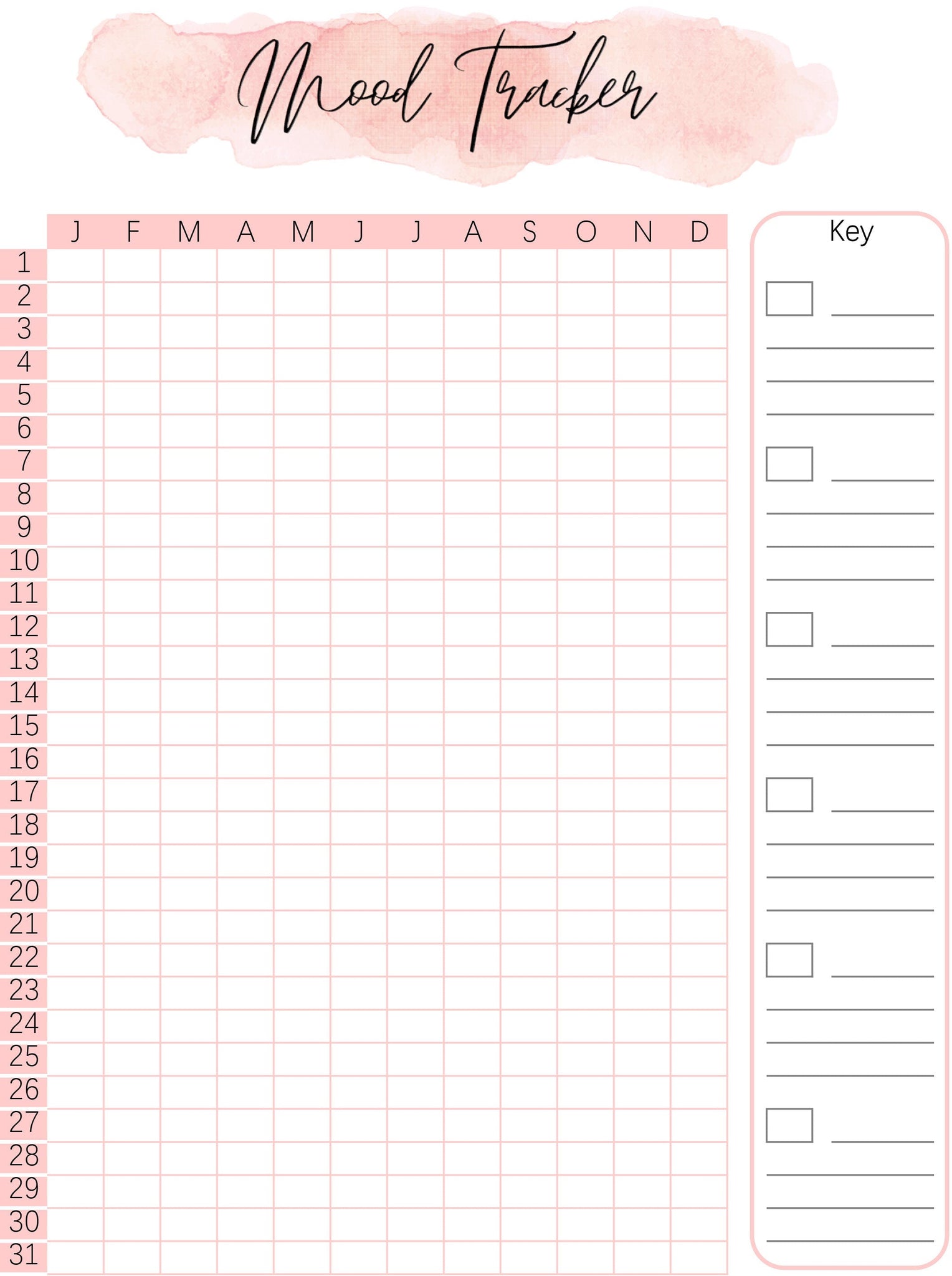 HABIT TRACKER Printable with Mood Tracker for Gratitude Journal