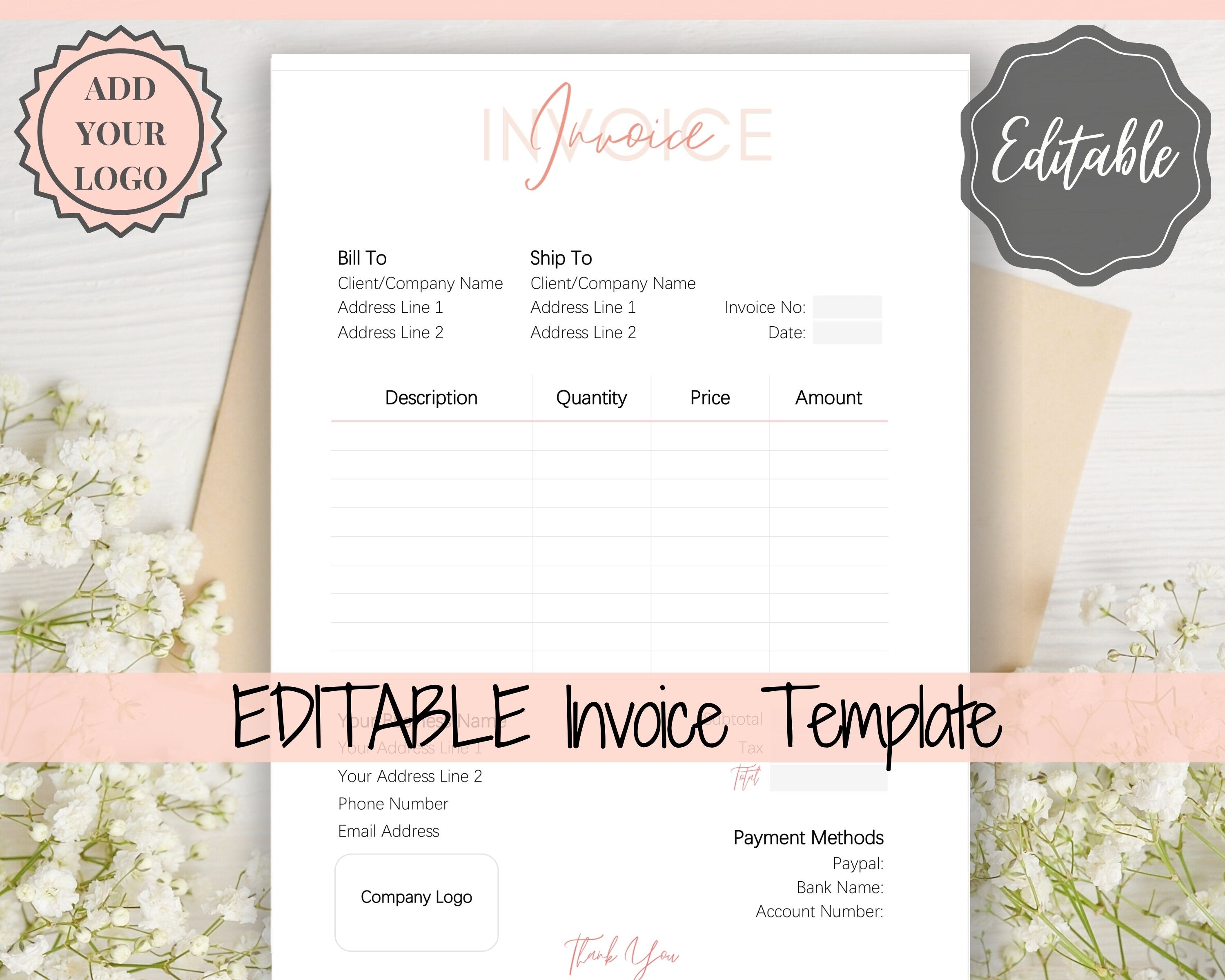 Customer Invoice Order Form Templates | Editable Printable Templates