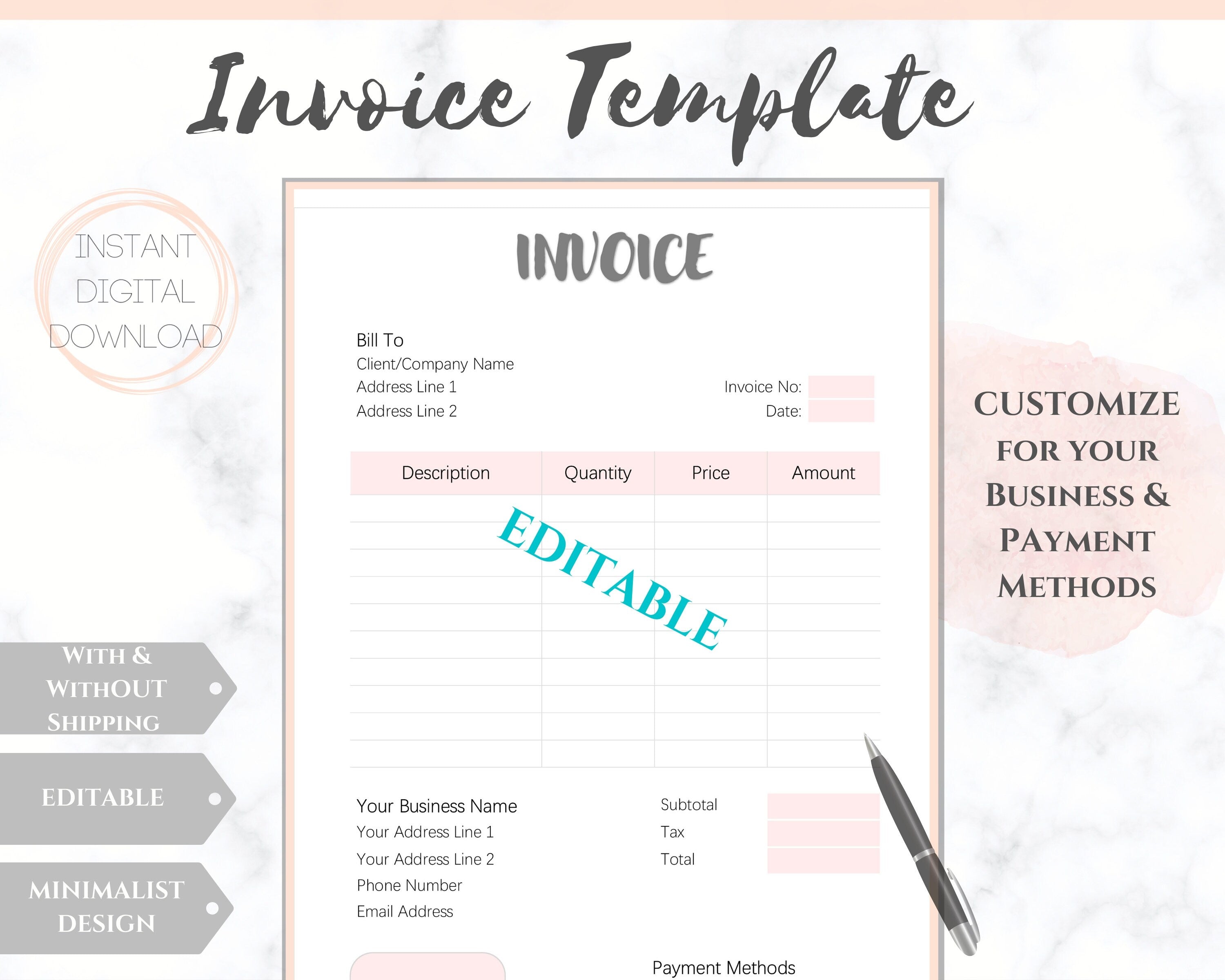 Customer Invoice Order Form Templates | Editable Printable Templates