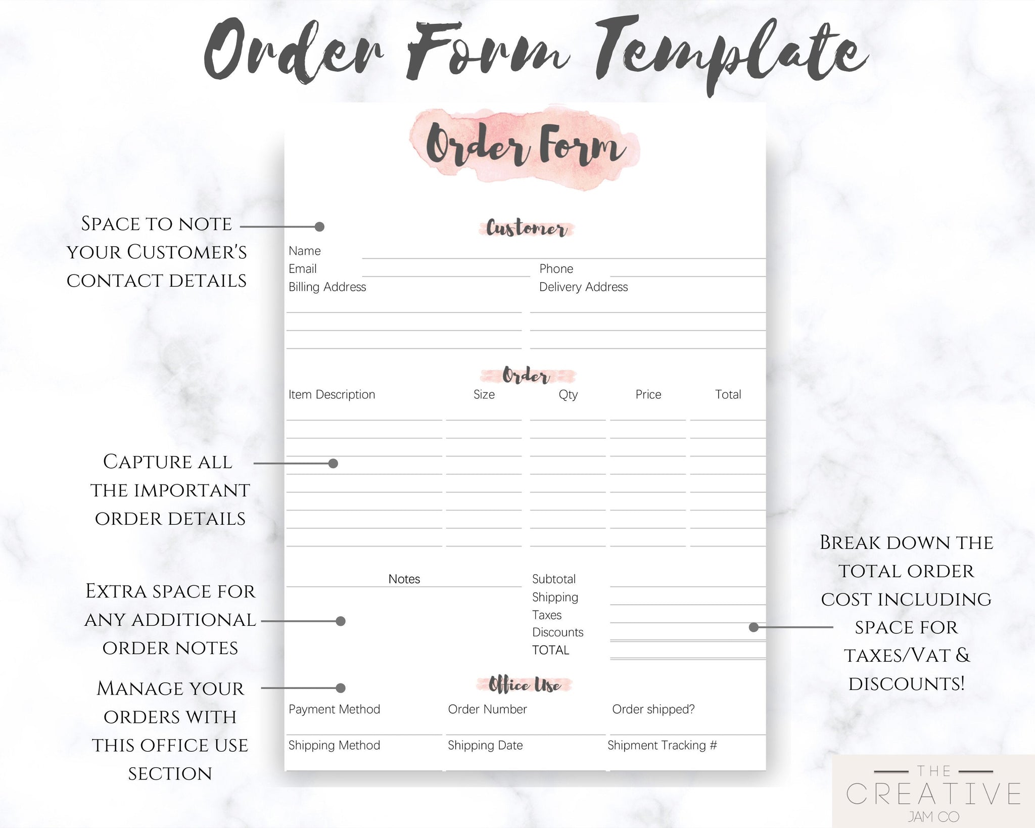 Editable Customer INVOICE Template & ORDER FORM Template | Bundle 1