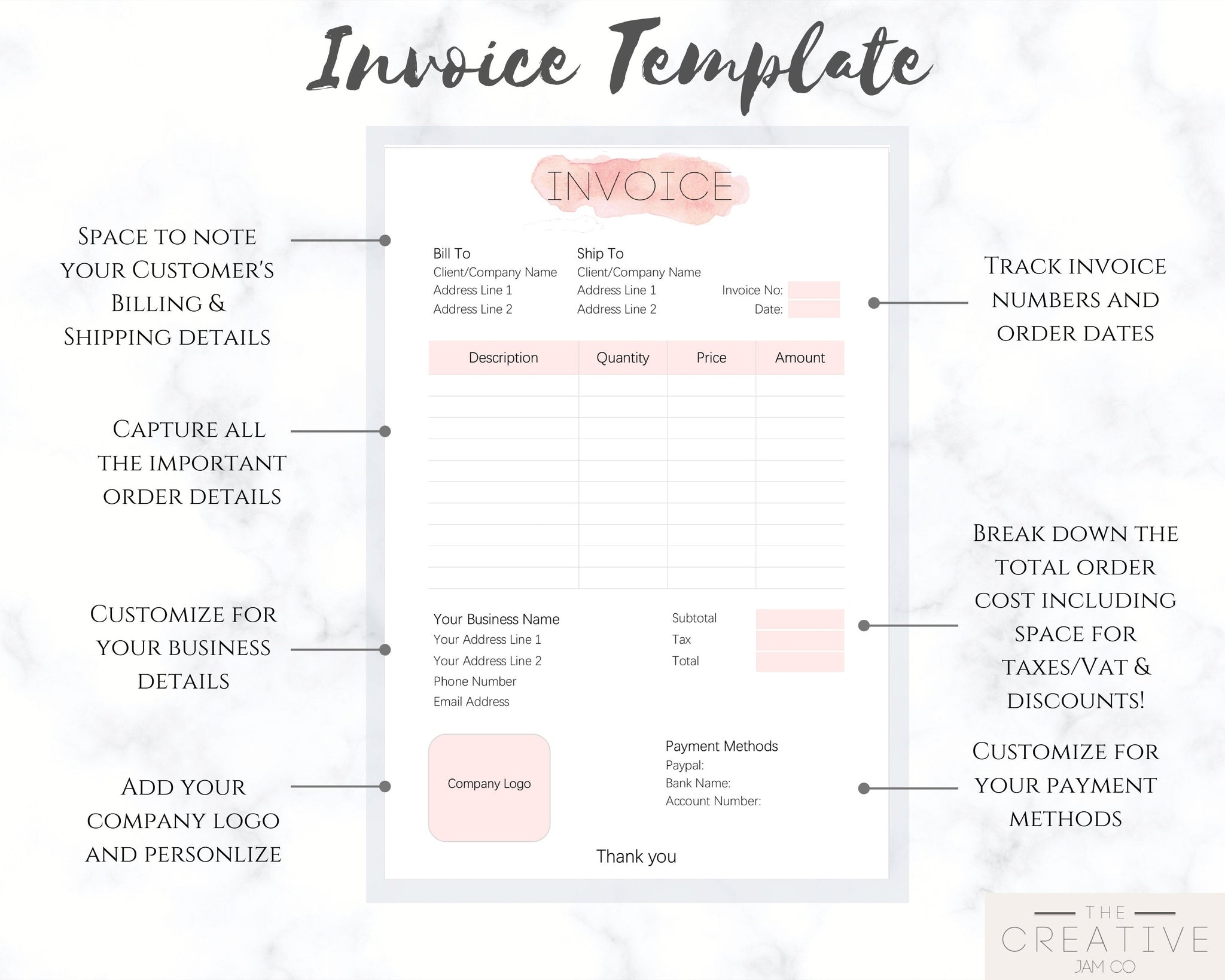 Editable Customer INVOICE Template & ORDER FORM Template | Bundle 2