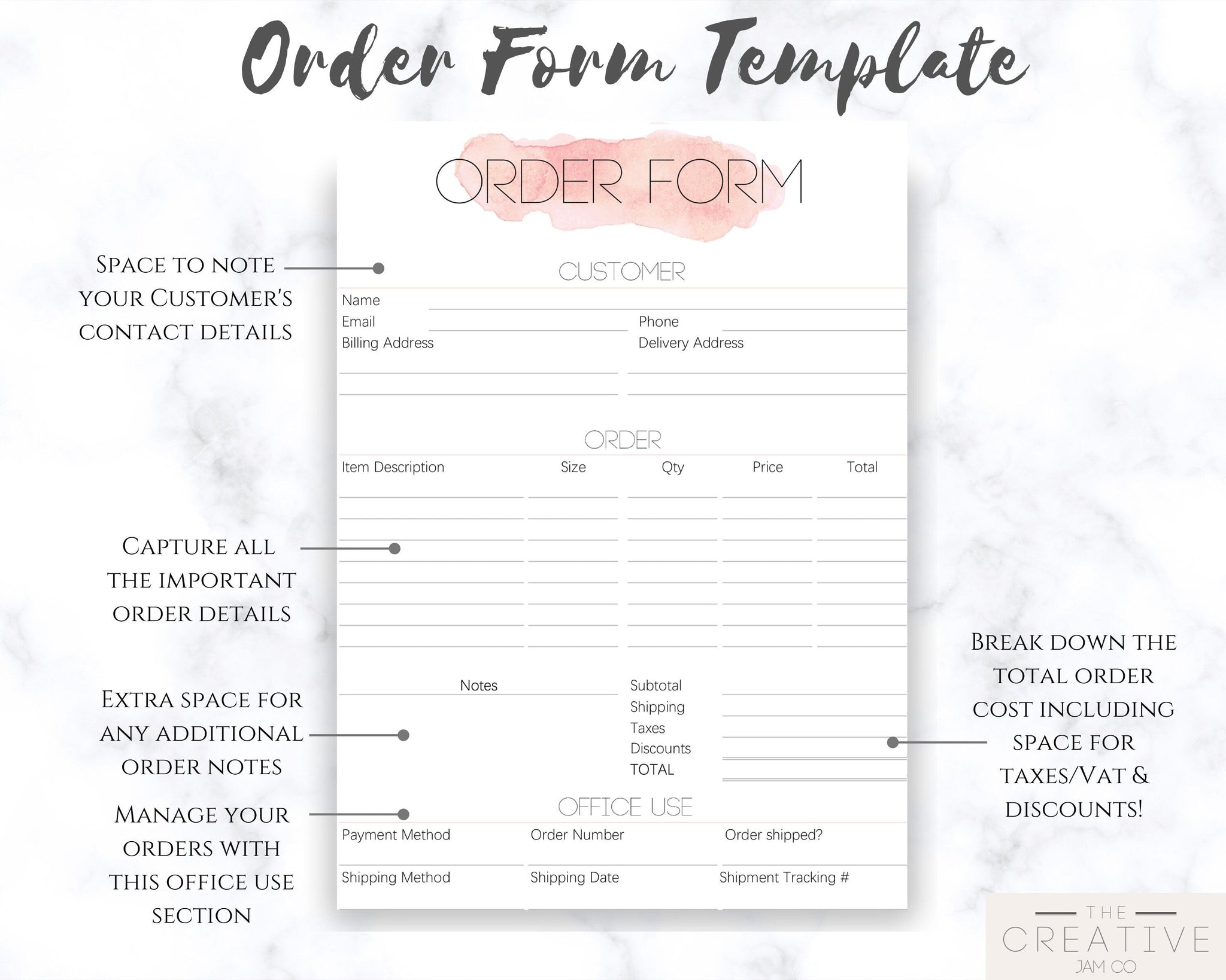 Editable Customer INVOICE Template & ORDER FORM Template | Bundle 2