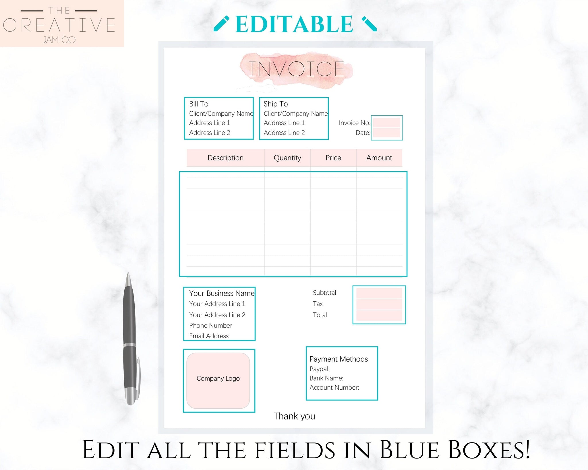 Editable Customer INVOICE Template & ORDER FORM Template | Bundle 2