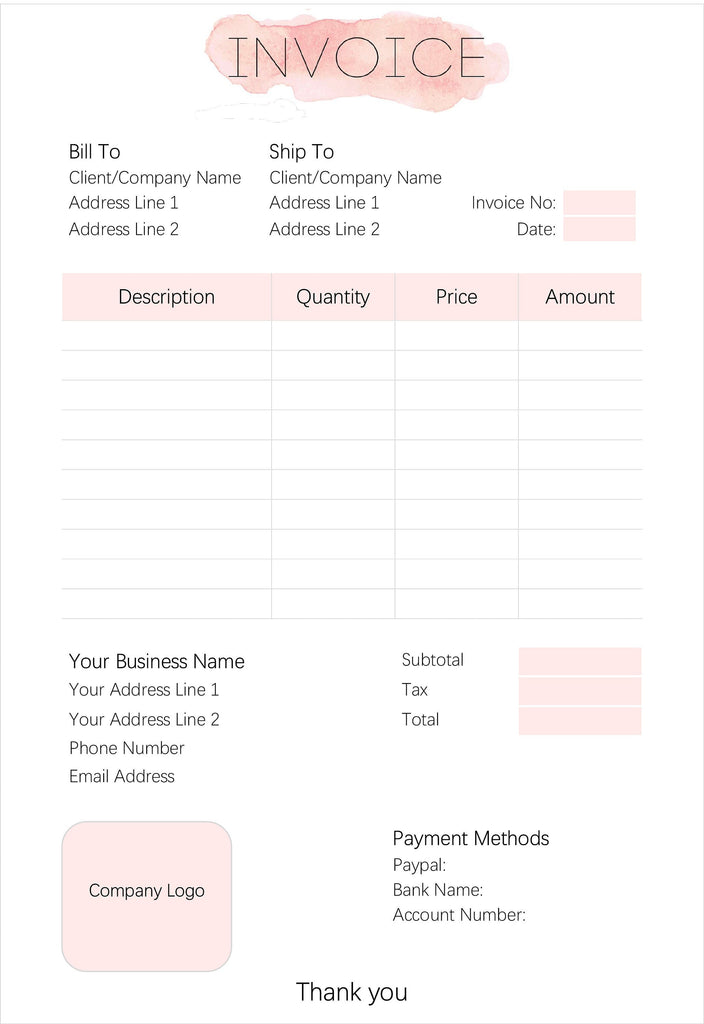 Editable Customer INVOICE Template & ORDER FORM Template | Bundle 2