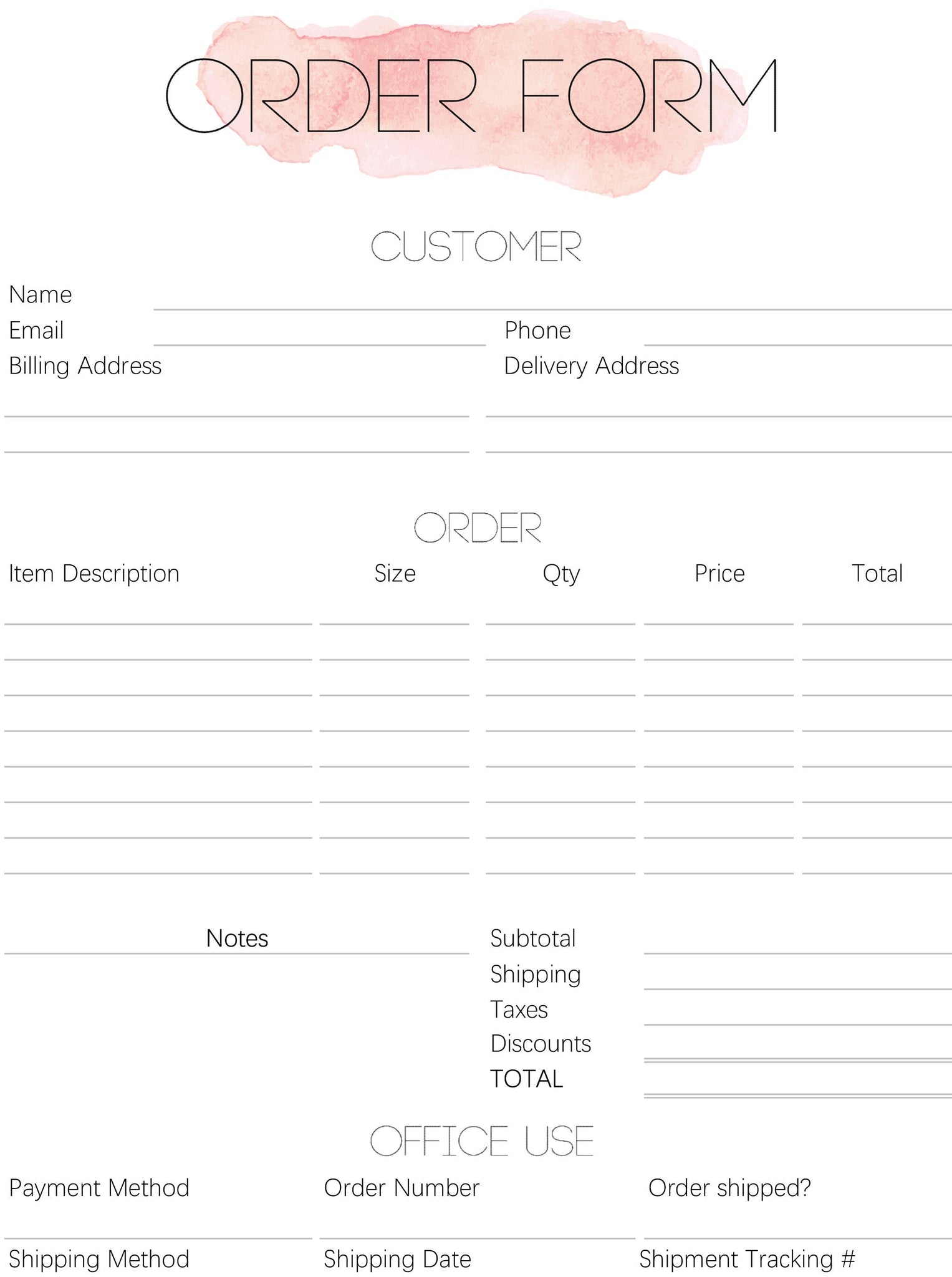 Editable Customer INVOICE Template & ORDER FORM Template | Bundle 2