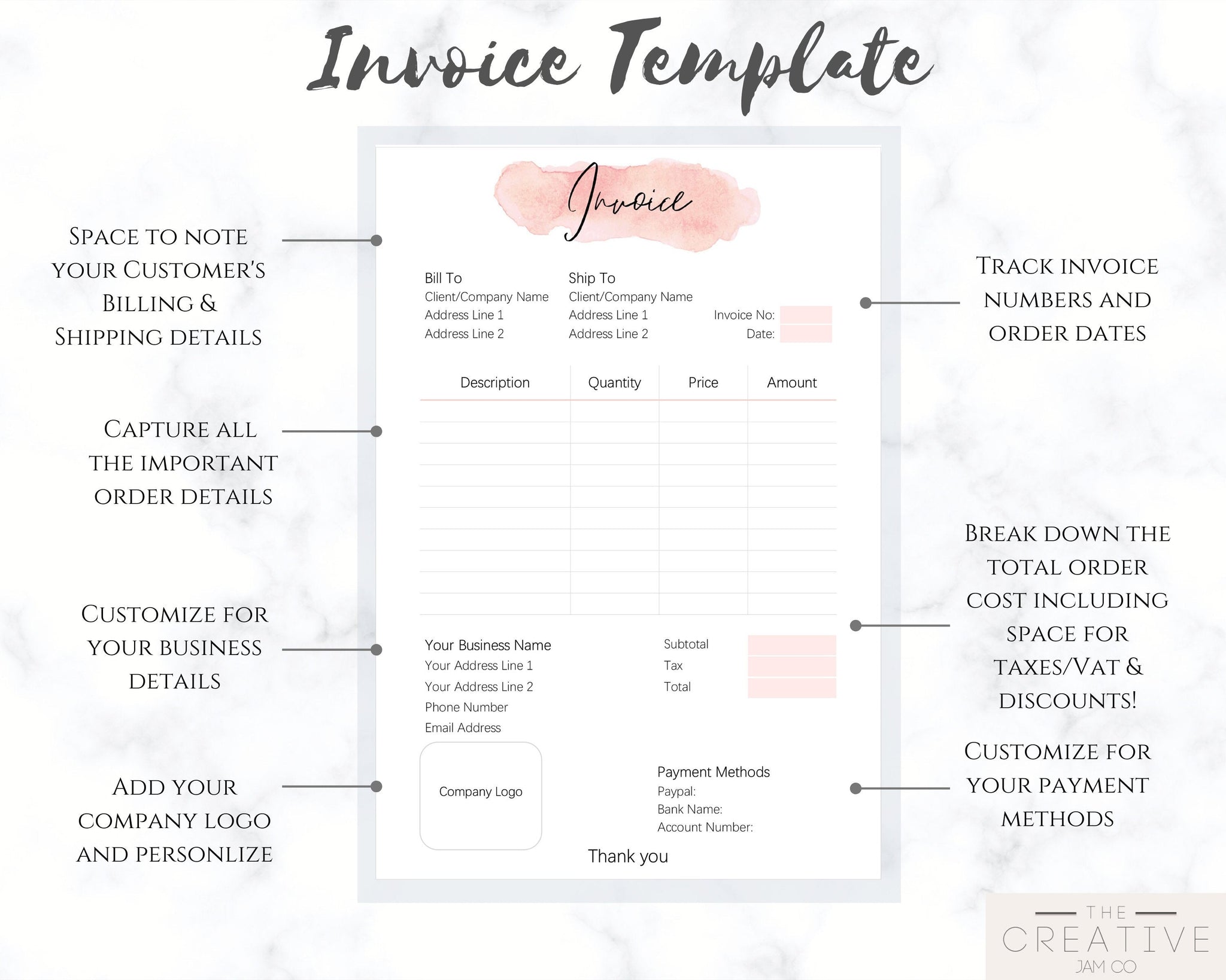 Editable Customer INVOICE Template & ORDER FORM Template | Bundle 3