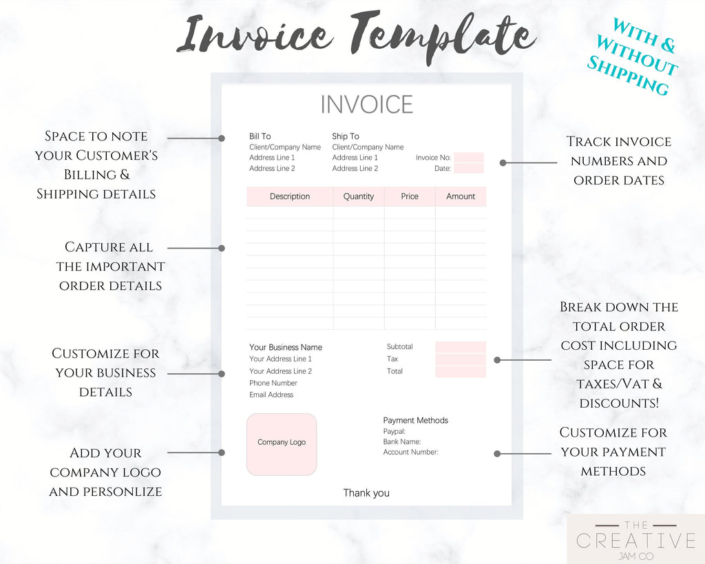 Editable Customer INVOICE Template & ORDER FORM Template | Bundle 4