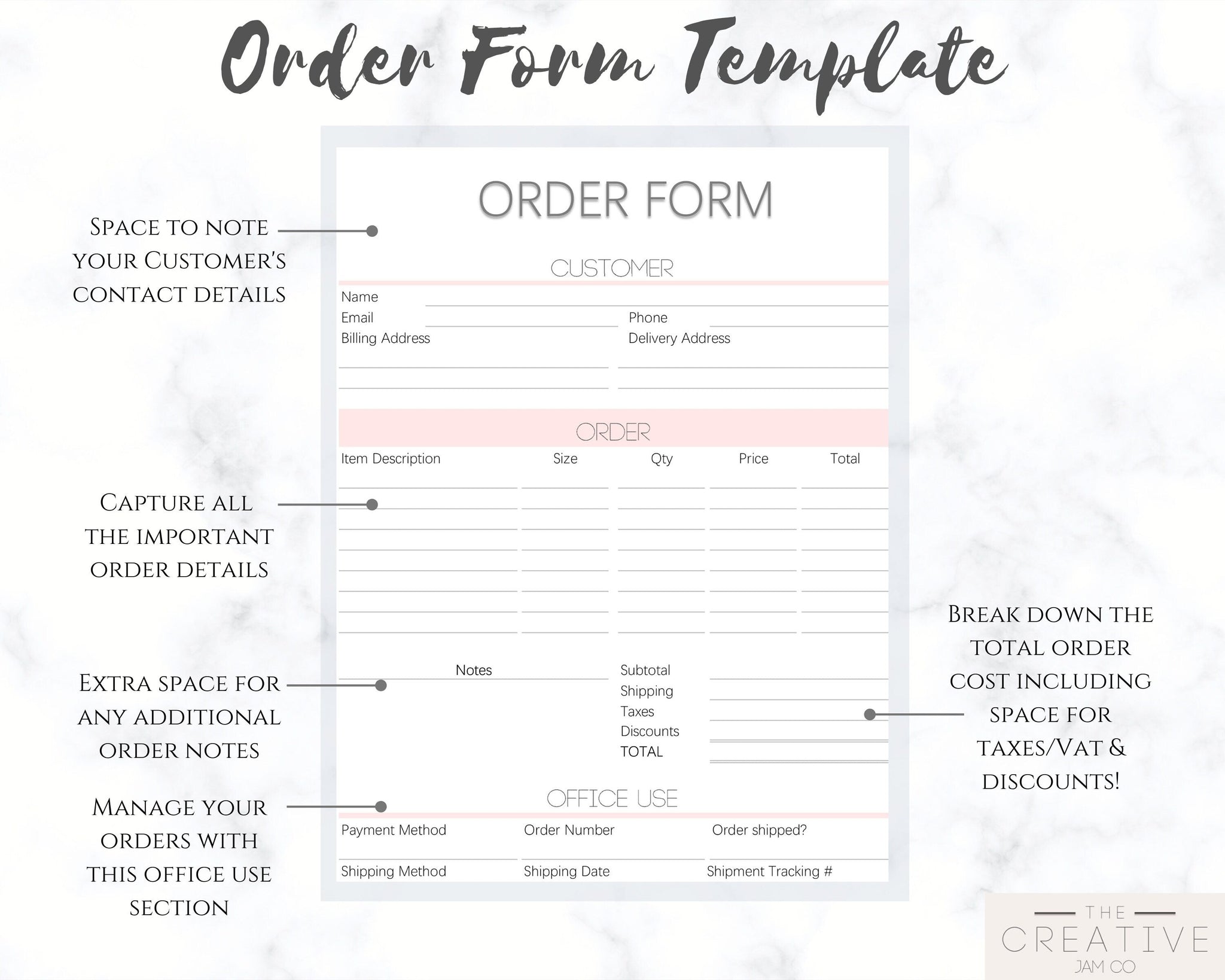 Editable Customer INVOICE Template & ORDER FORM Template | Bundle 4