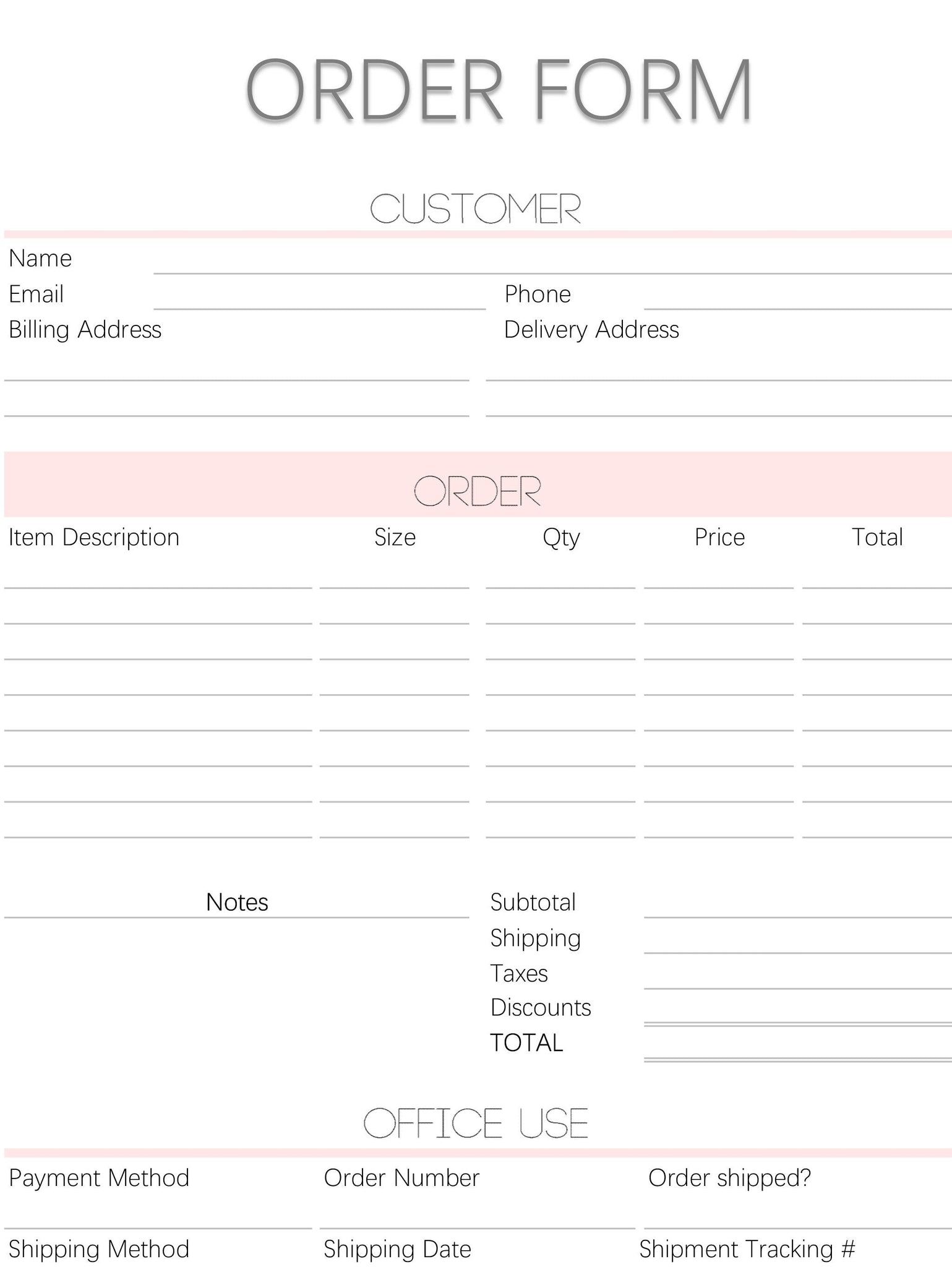 Editable Customer INVOICE Template & ORDER FORM Template | Bundle 4