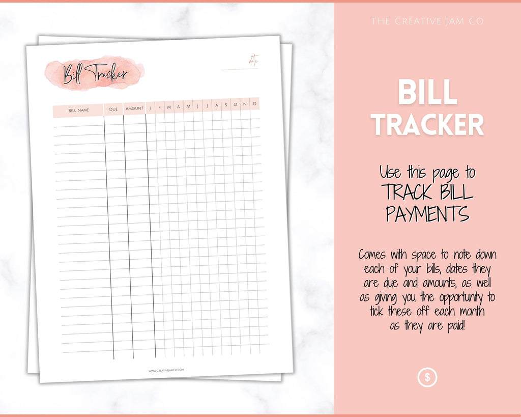 Income, Expenses, Savings & Bill Tracker Template Bundle