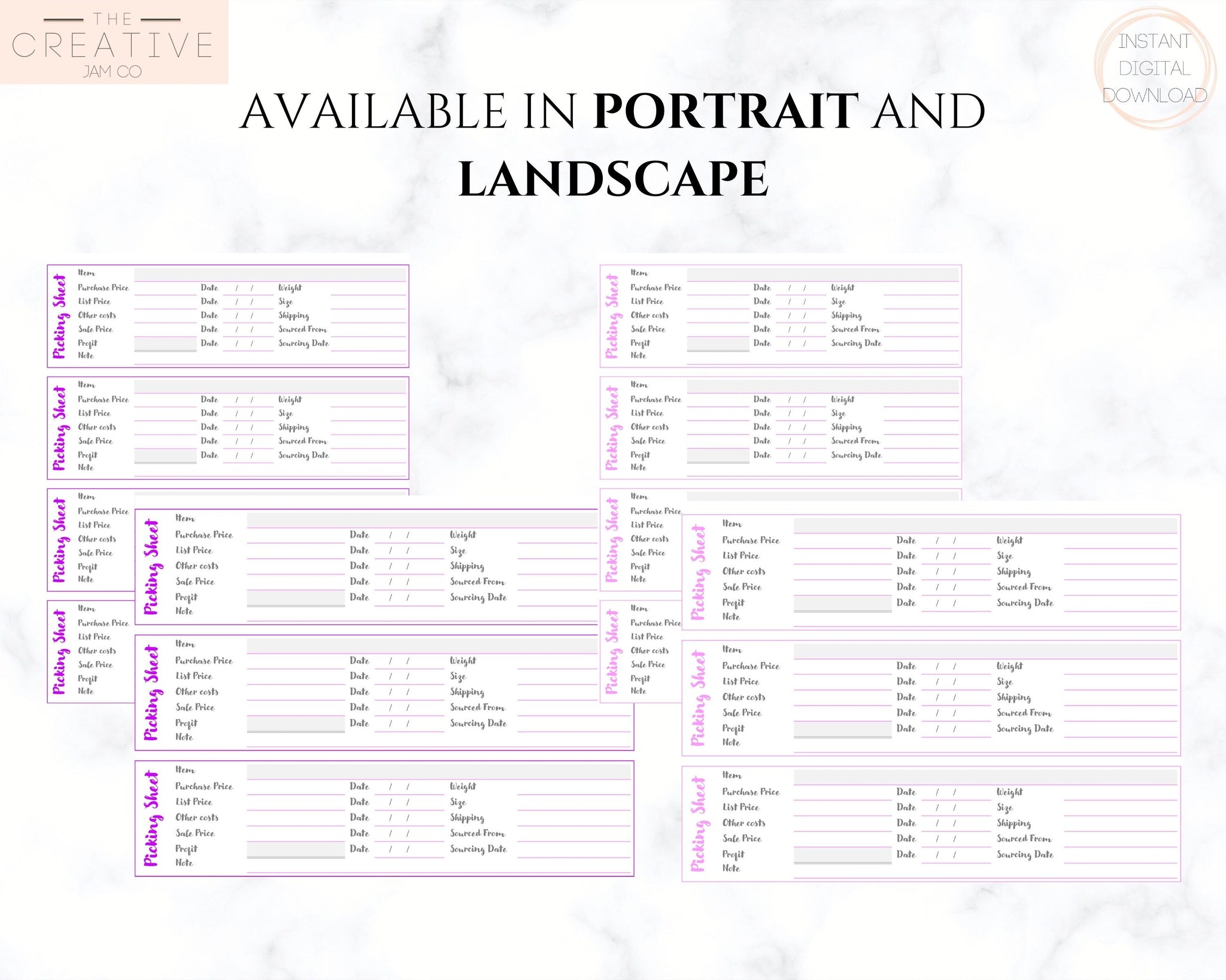 Inventory Picking Sheet for Poshmark, eBay, Etsy Amazon Sellers