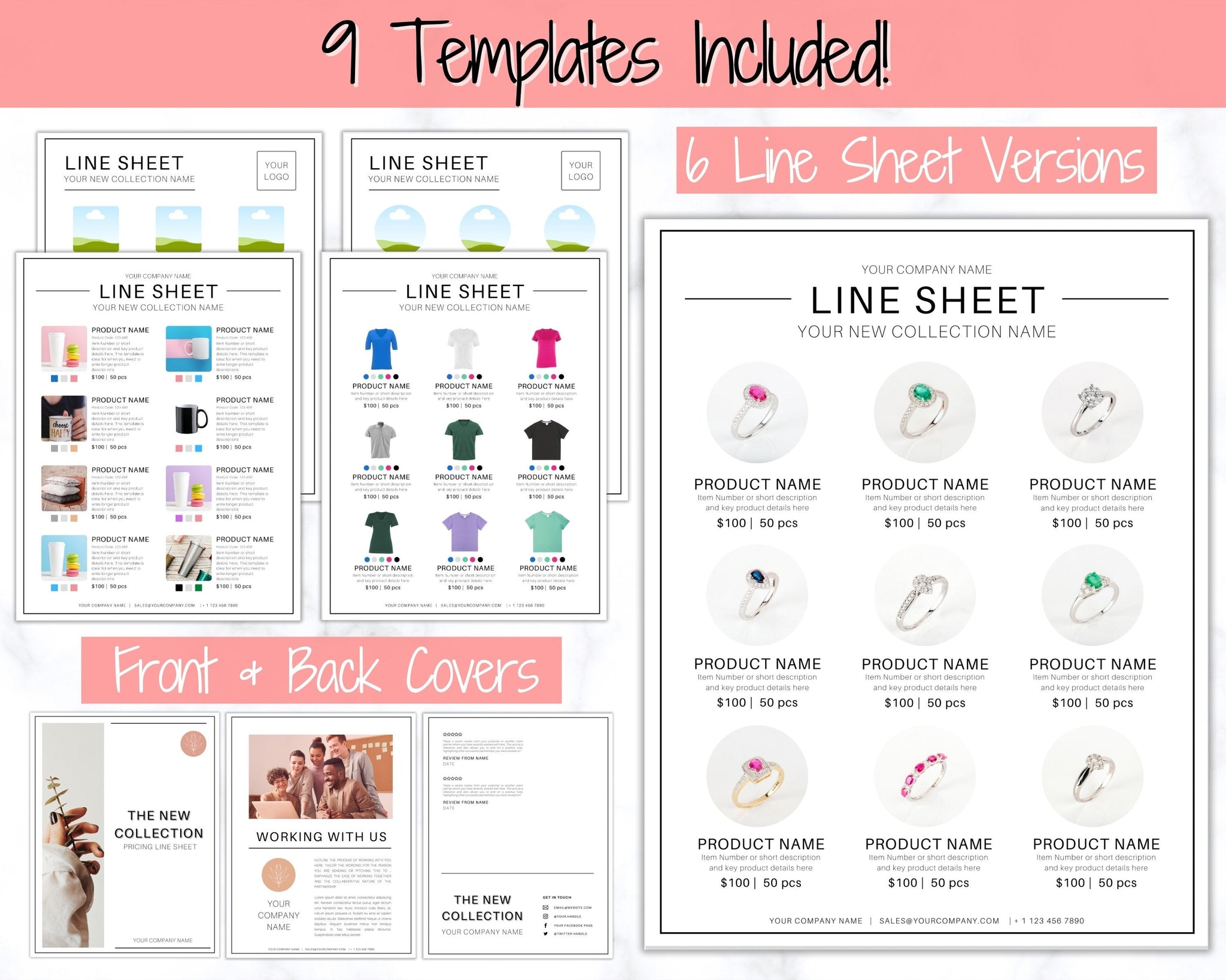 Editable Line Sheet Template Bundle | Pricing & Services Guide | Mono