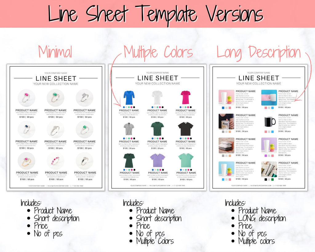 Editable Line Sheet Template Bundle | Pricing & Services Guide | Mono