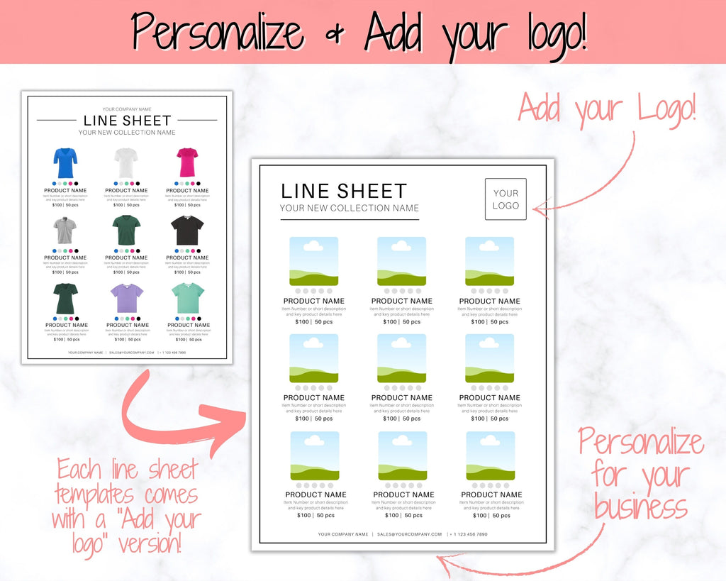 Editable Line Sheet Template Bundle | Pricing & Services Guide | Mono