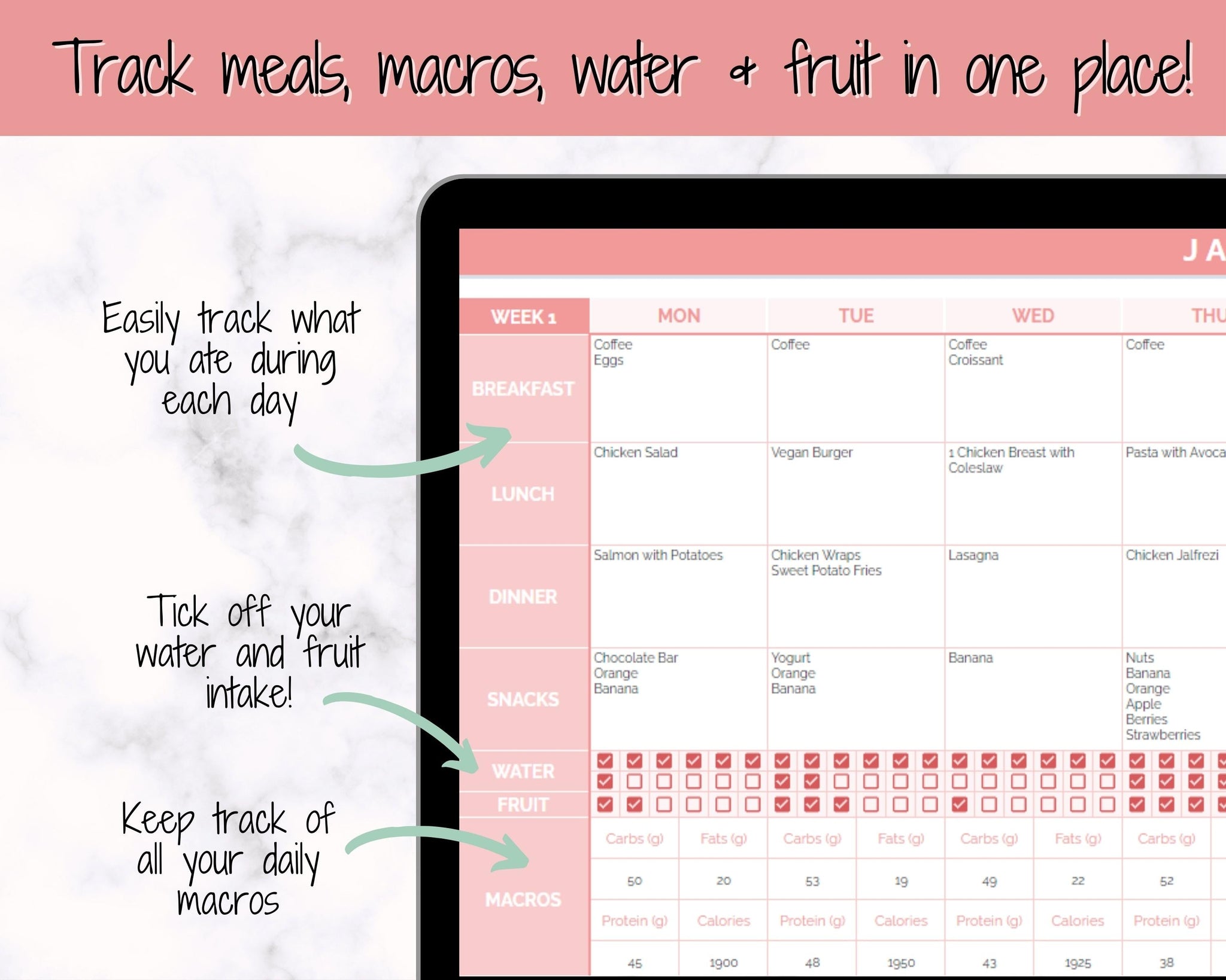 Macronutrient Meal Planner Template