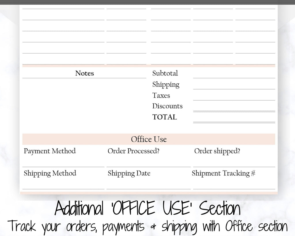 Order Form Template Printable | Pink Customer Order Sales Invoice