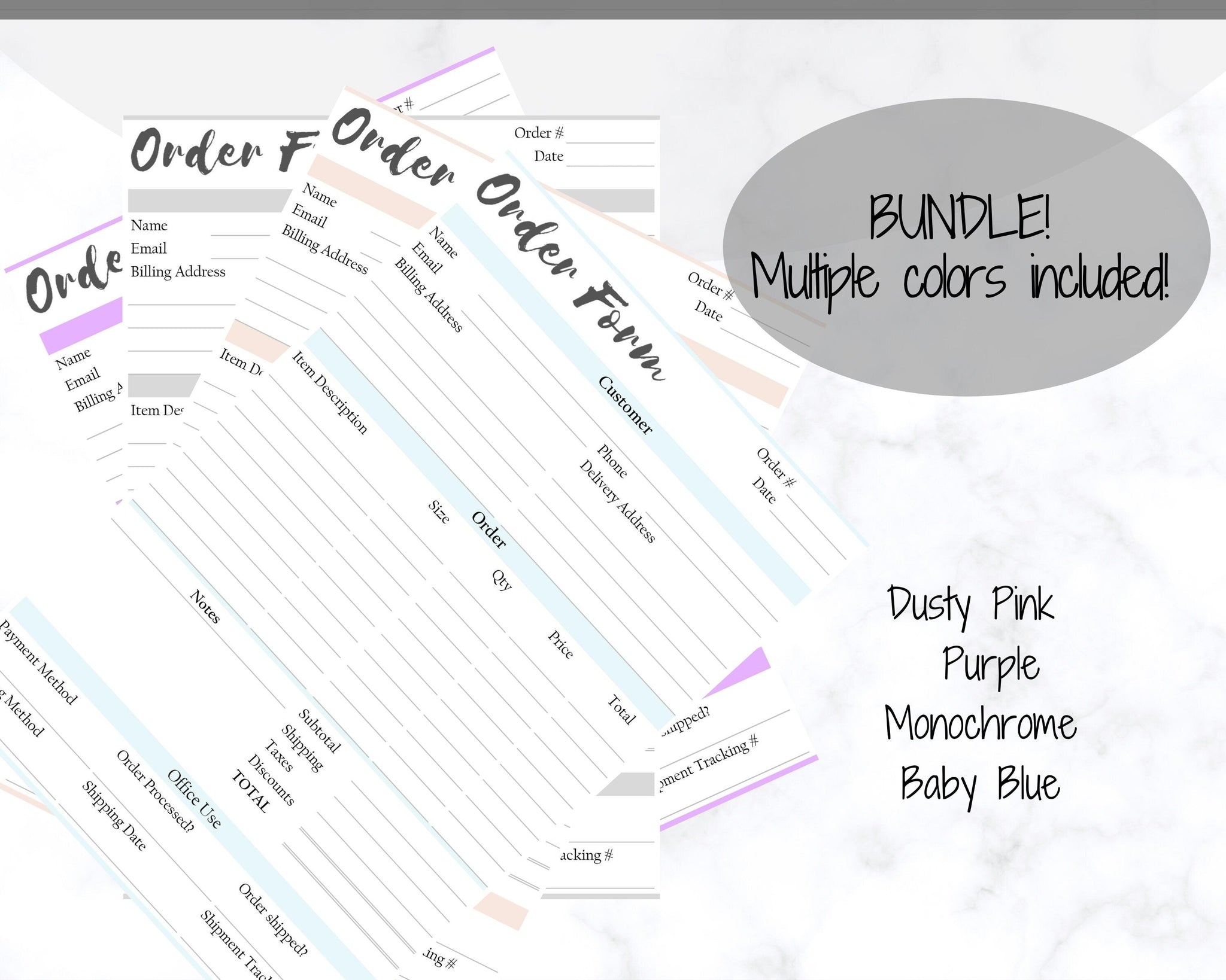 Order Form Template Printable | Pink Customer Order Sales Invoice