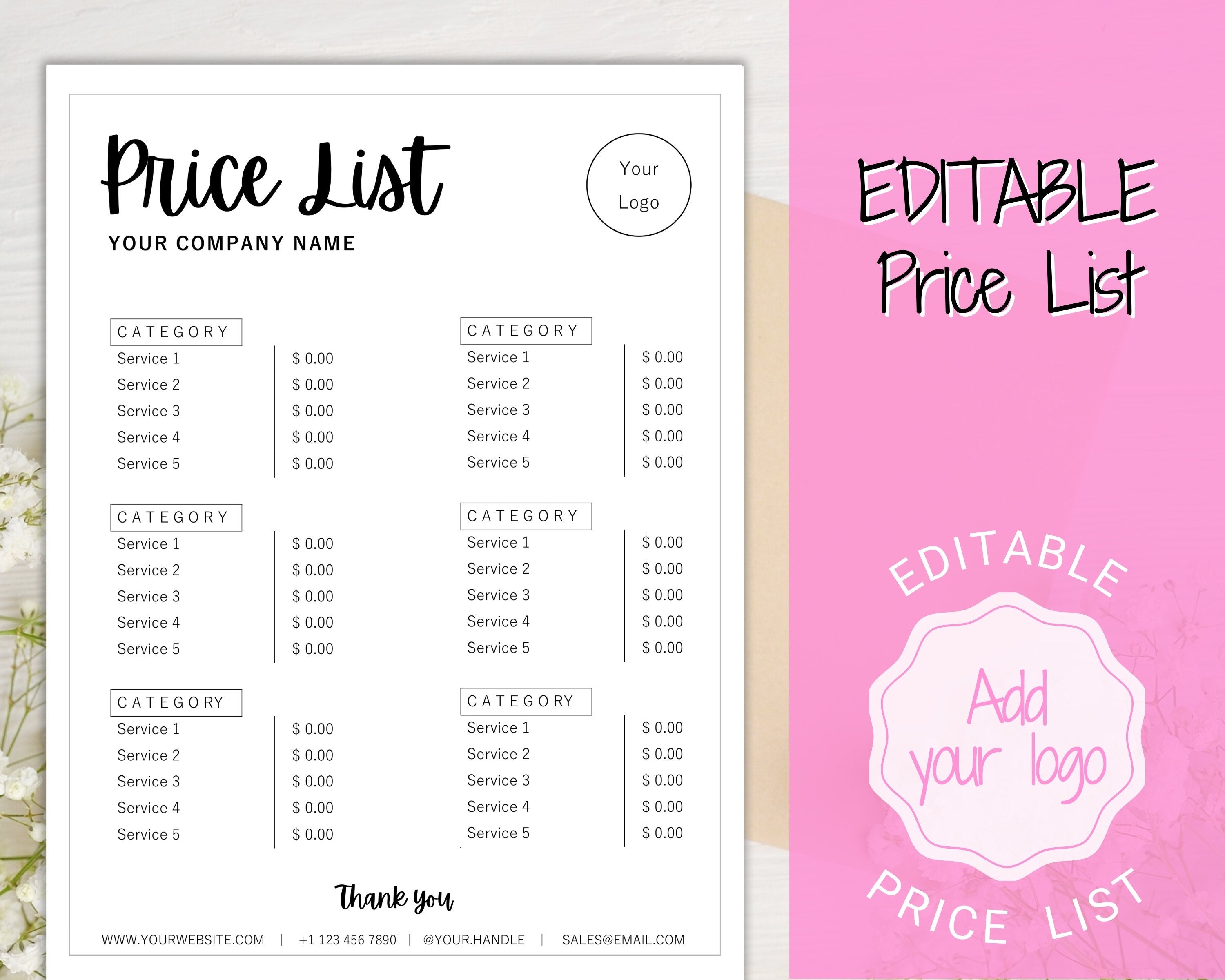 Service Price List Template