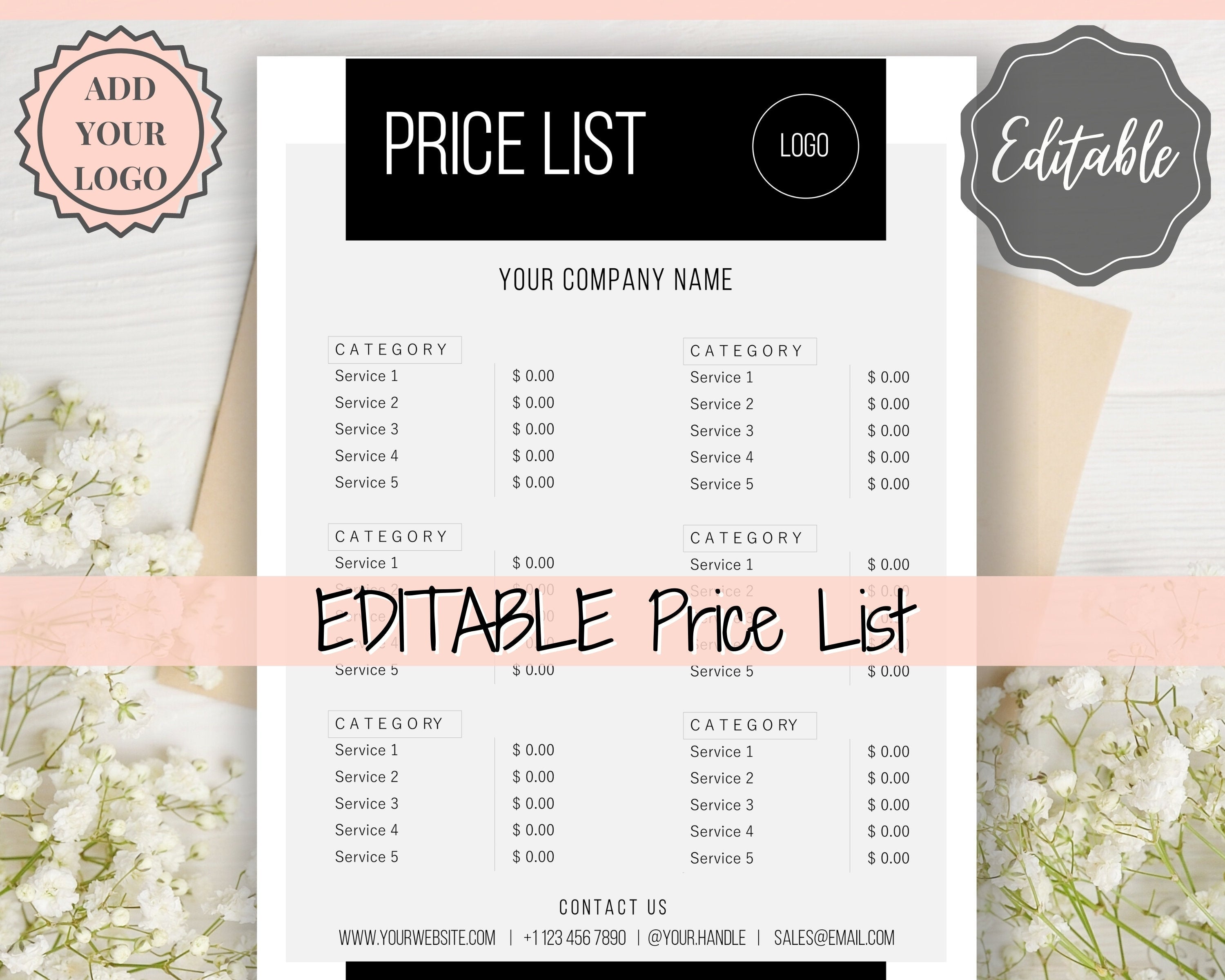 Service Price List Template
