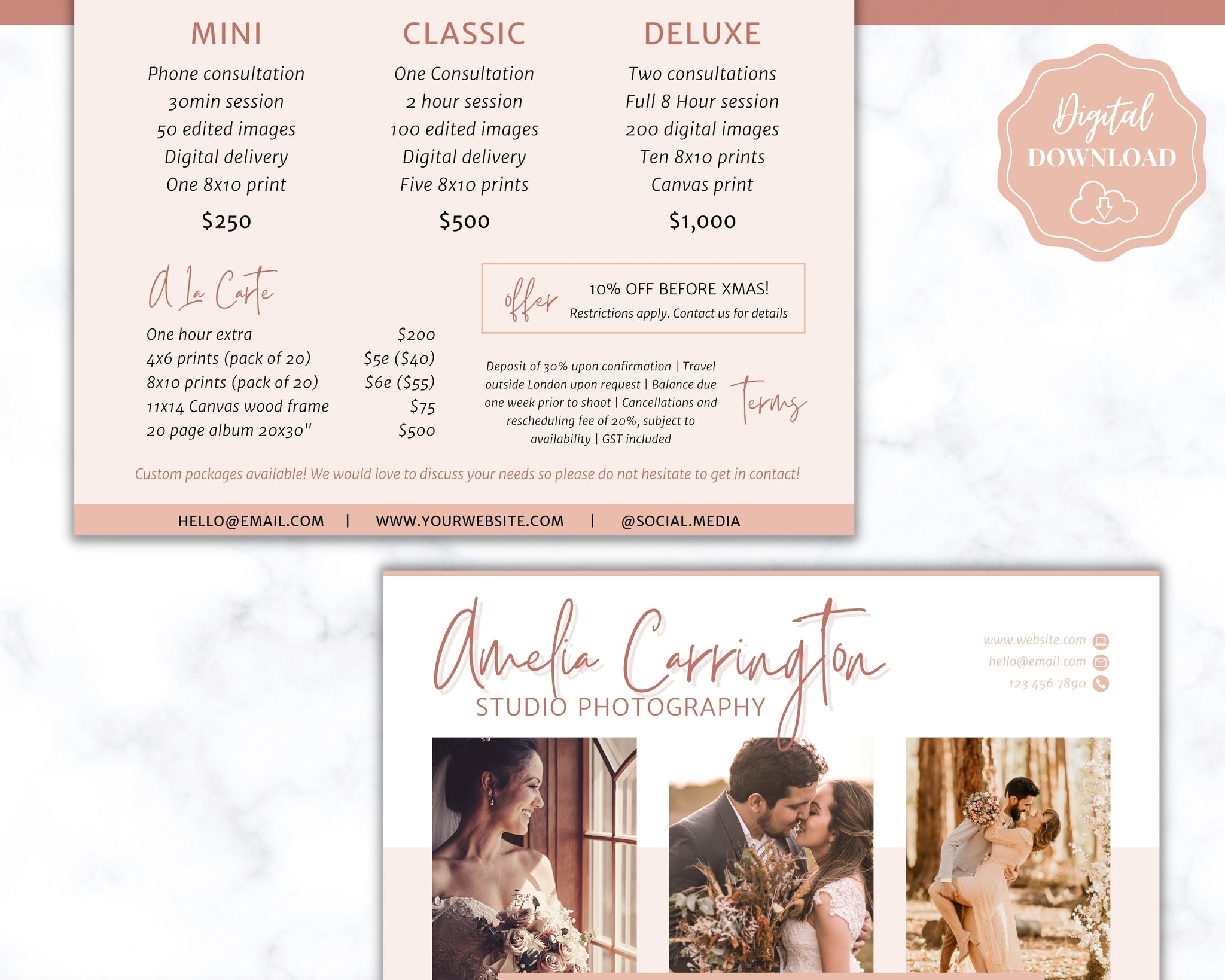 Photography Pricing Template | Photo Price Guide - Nude Monochrome