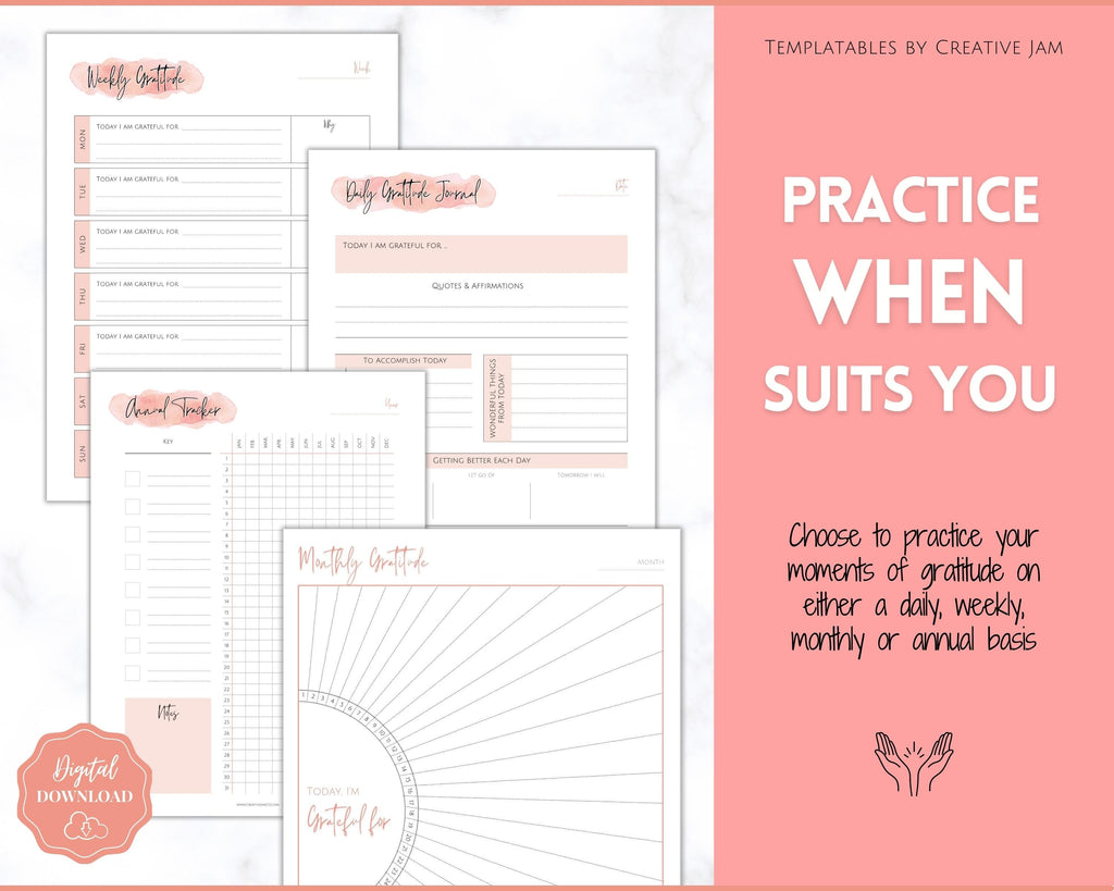 Printable Gratitude Journal BUNDLE | Gratitude Templates | Pink