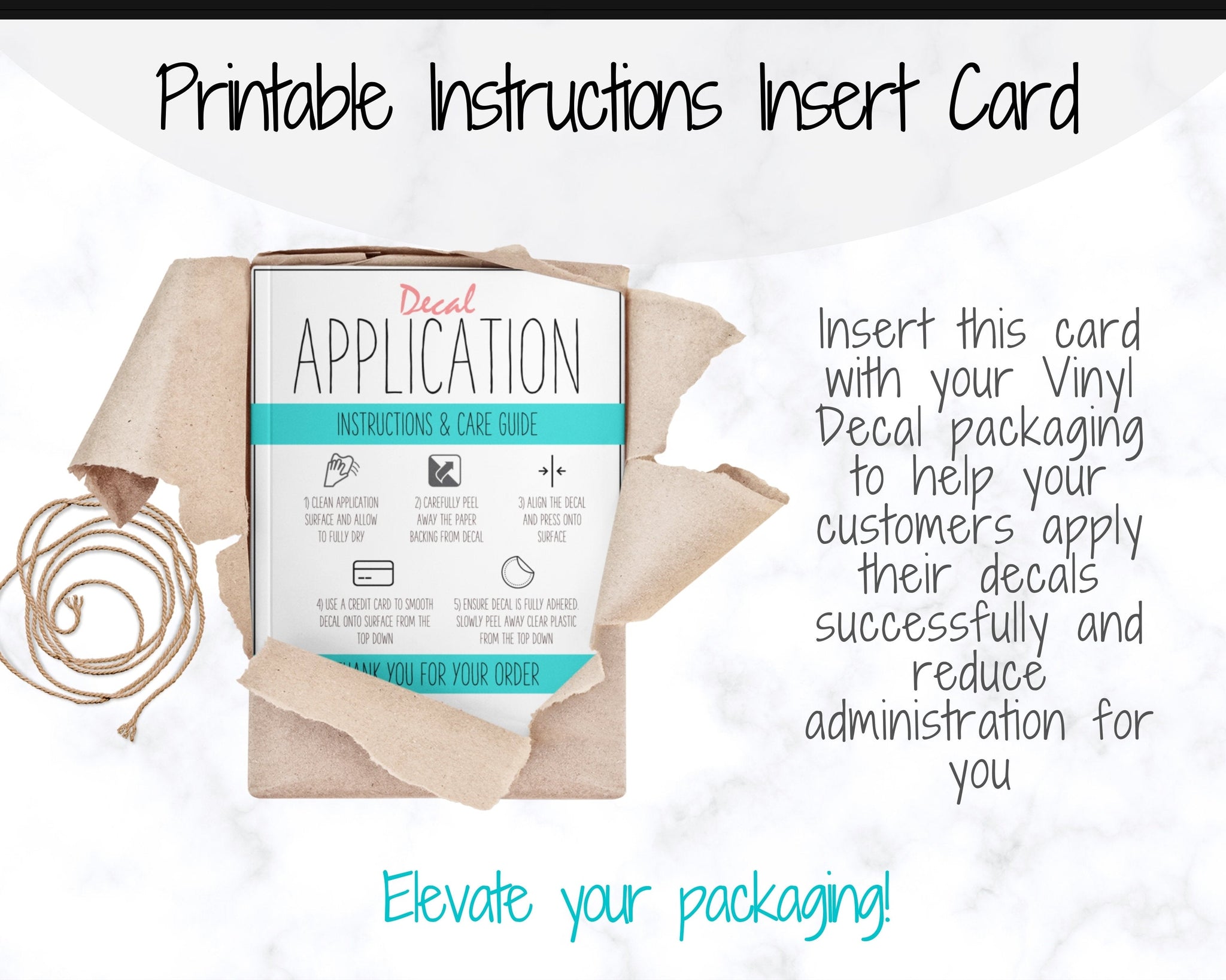 Vinyl Decal Care Card Printable Instructions | Multicolor Bundle