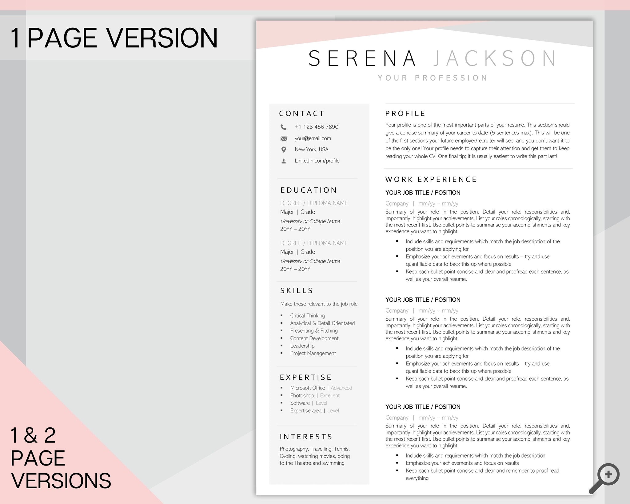 Professional Resume CV Template | Microsoft Word | Style 15