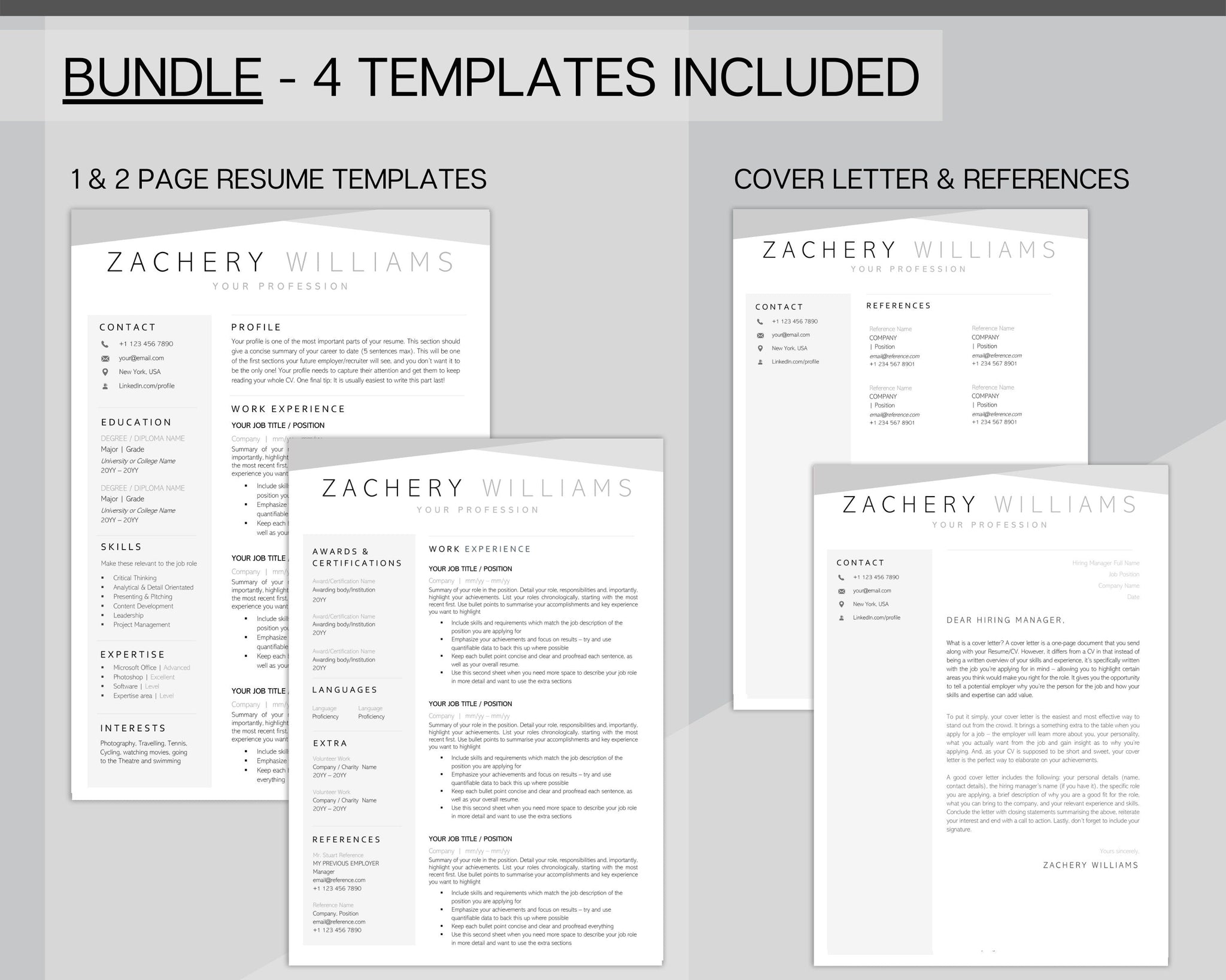 Professional Resume CV Template | Microsoft Word | Style 16